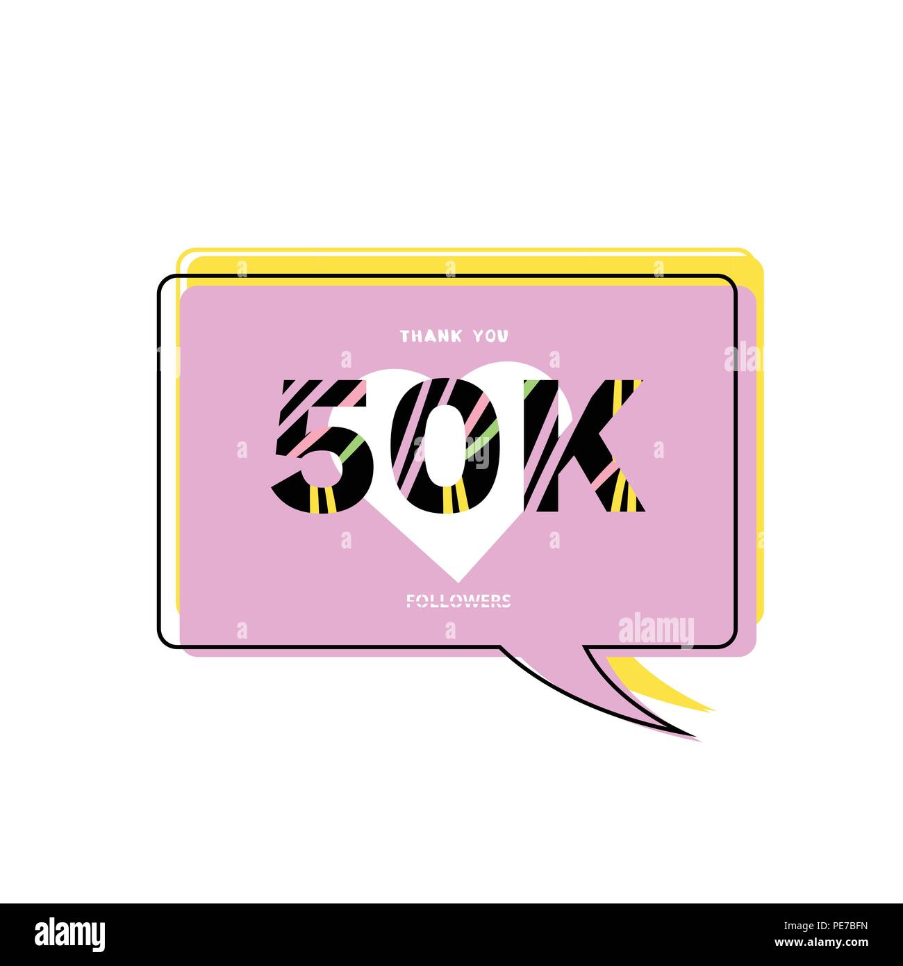 50k followers thank you card. Celebration 50000 subscribers geometric ...