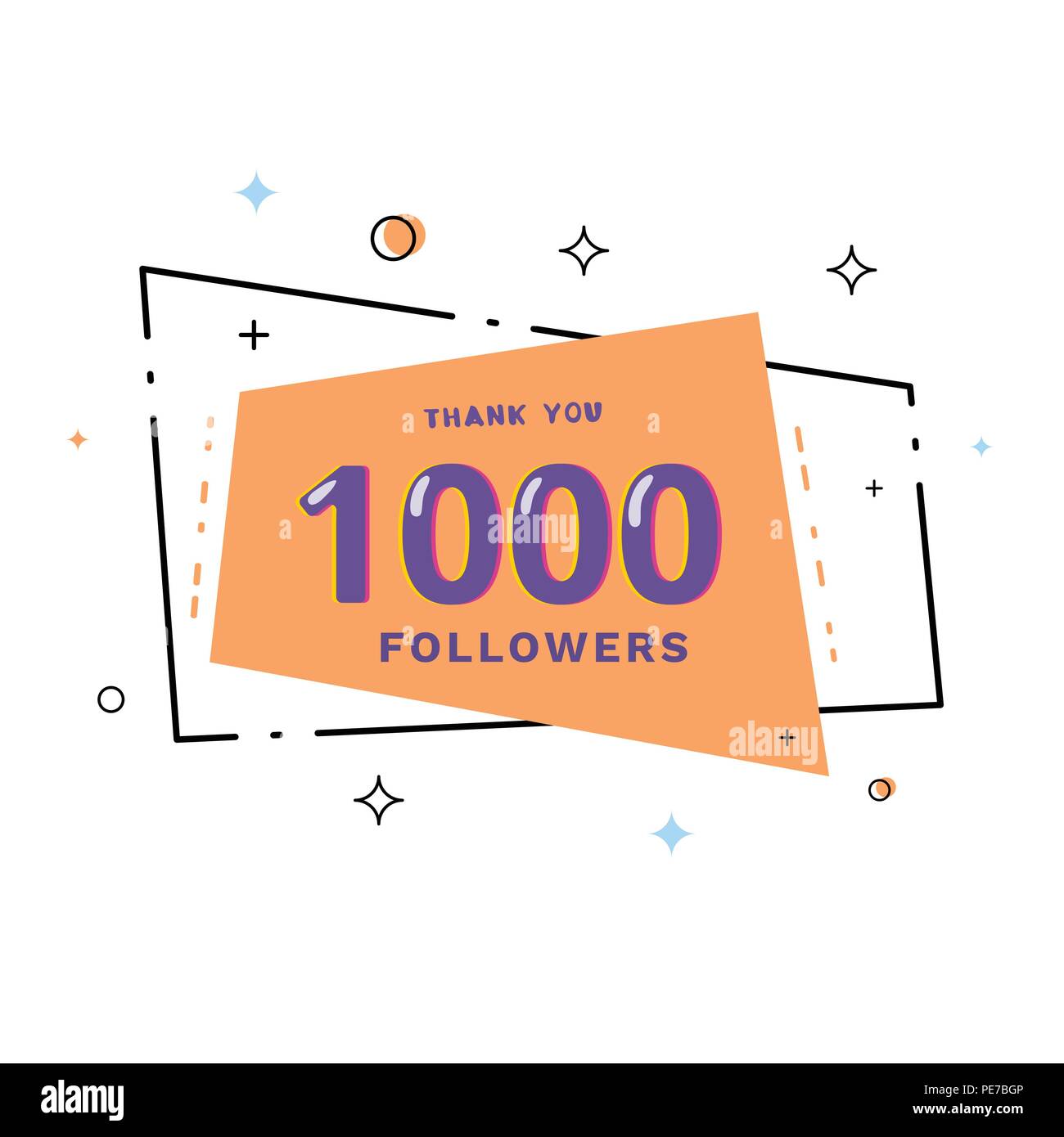 1000 followers thank you card. Celebration 1k subscribers geometric ...
