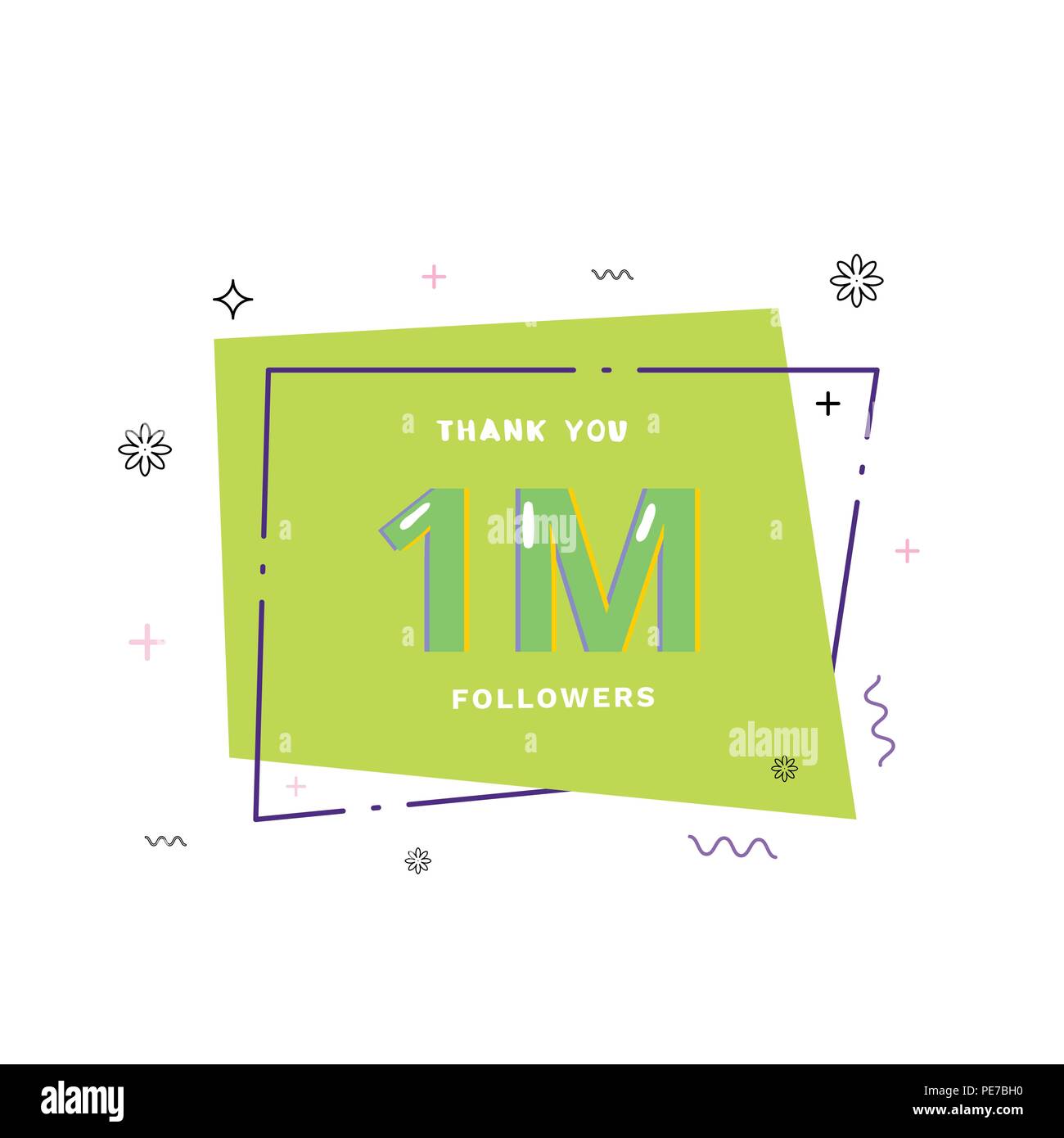 1M followers thank you card. Celebration 1 million subscribers ...