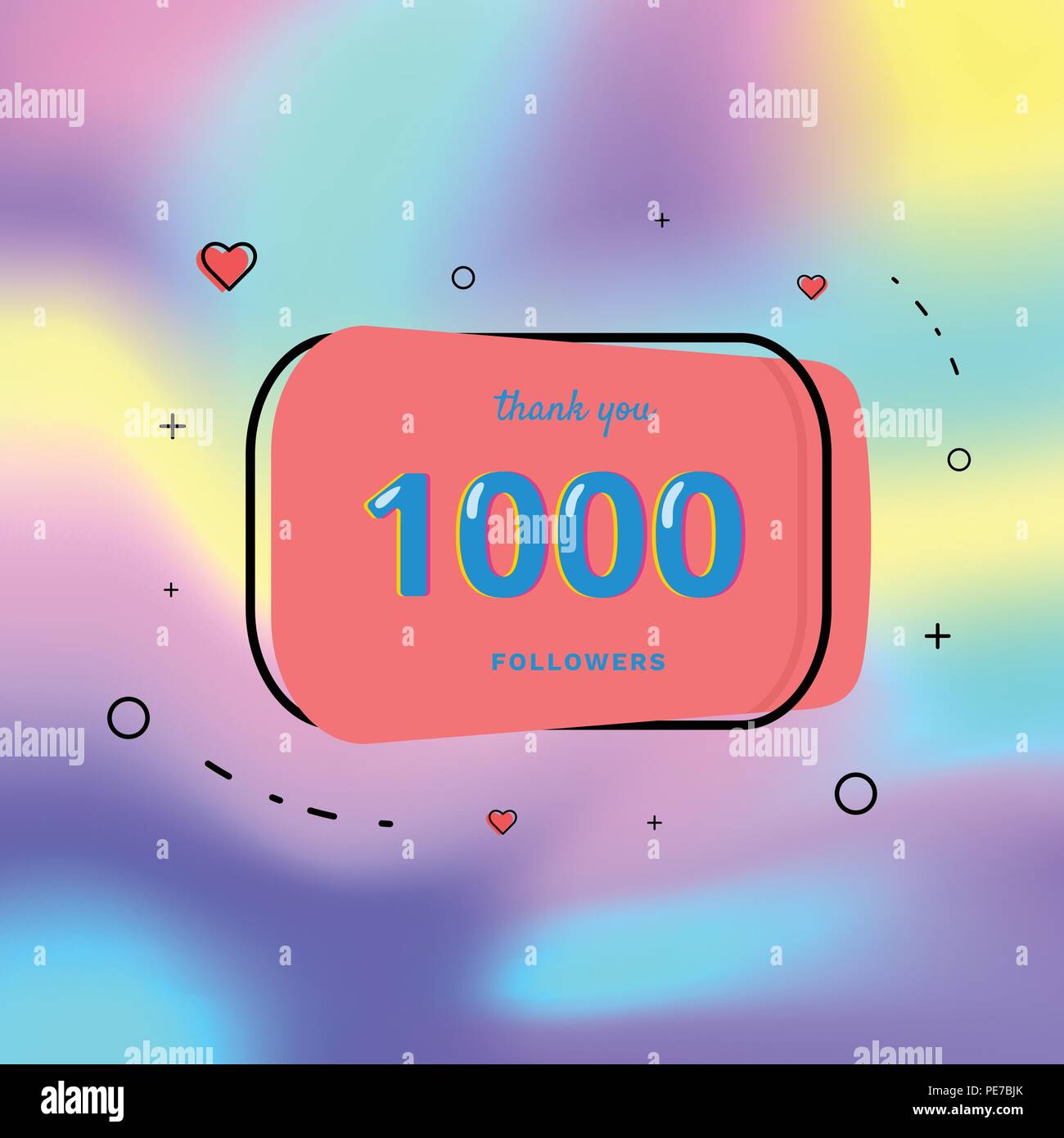 1000 followers thank you card. Celebration 1k subscribers geometric ...