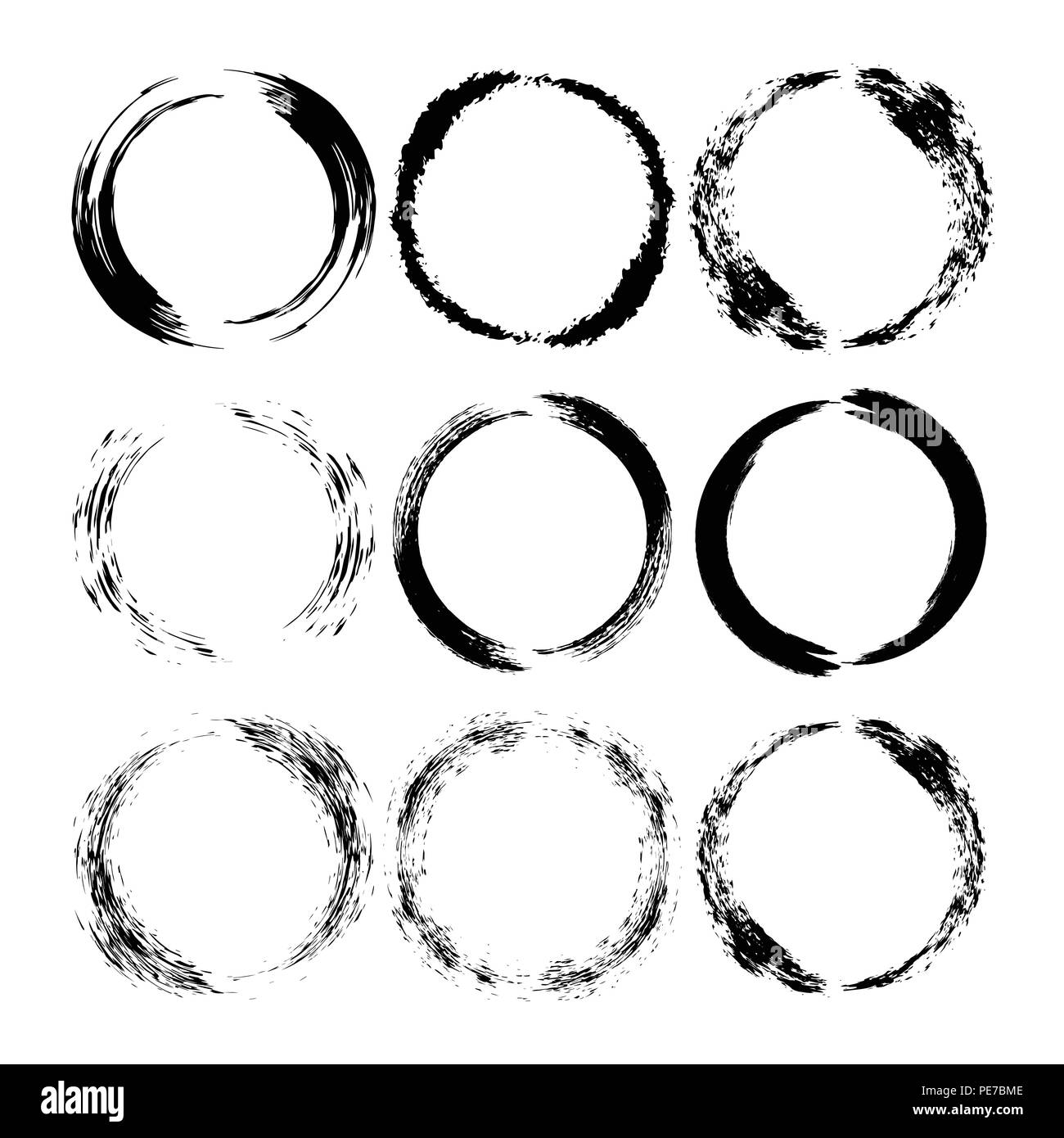 Set of grunge round frames. Collection of black borders. Vector ...