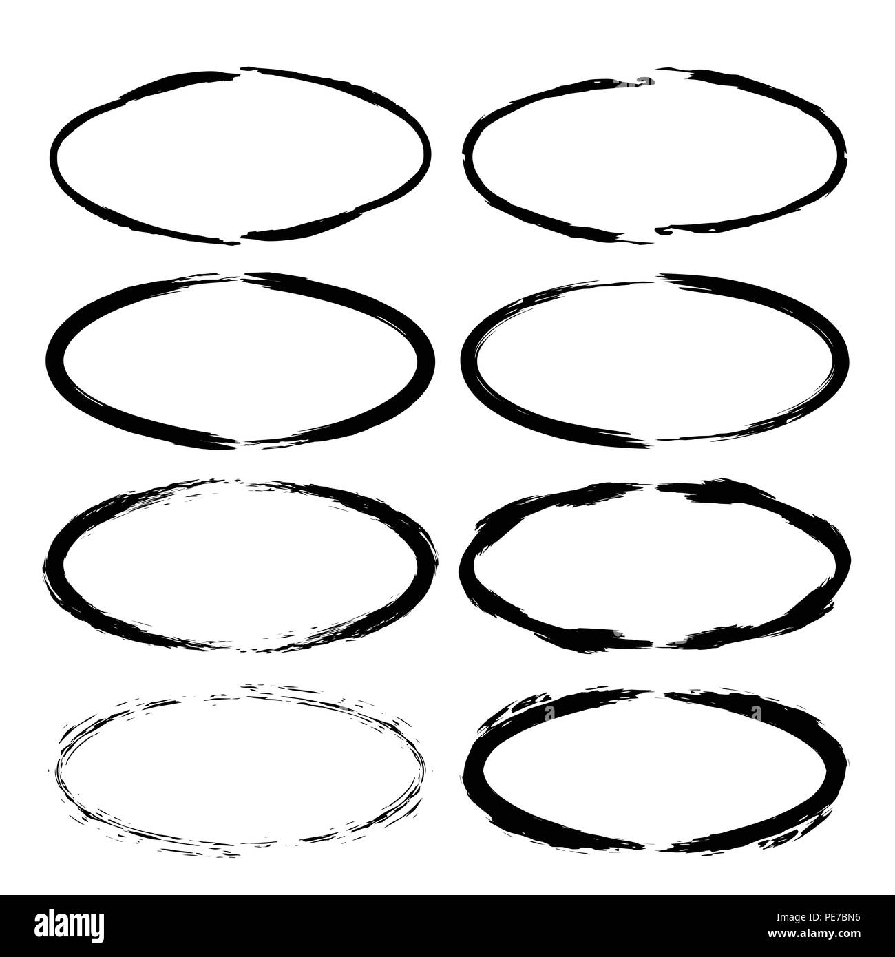 Set of grunge round frames. Collection of black borders. Vector ...