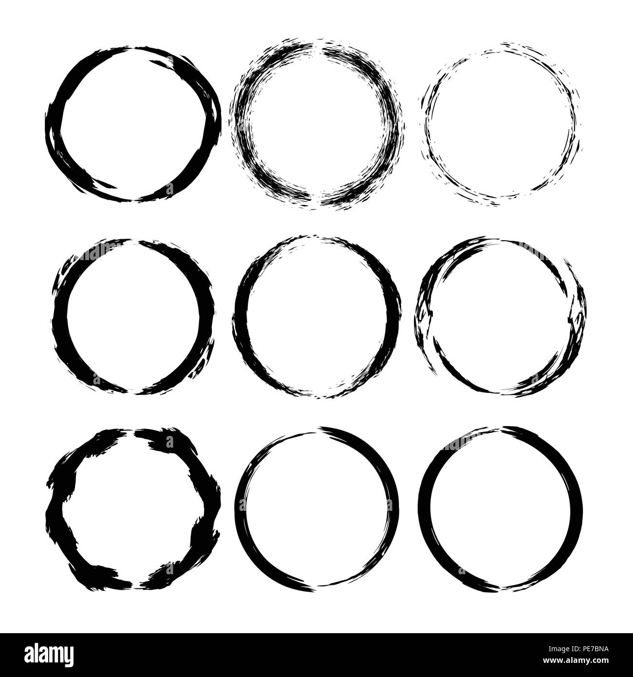 Set of grunge round frames. Collection of black borders. Vector ...