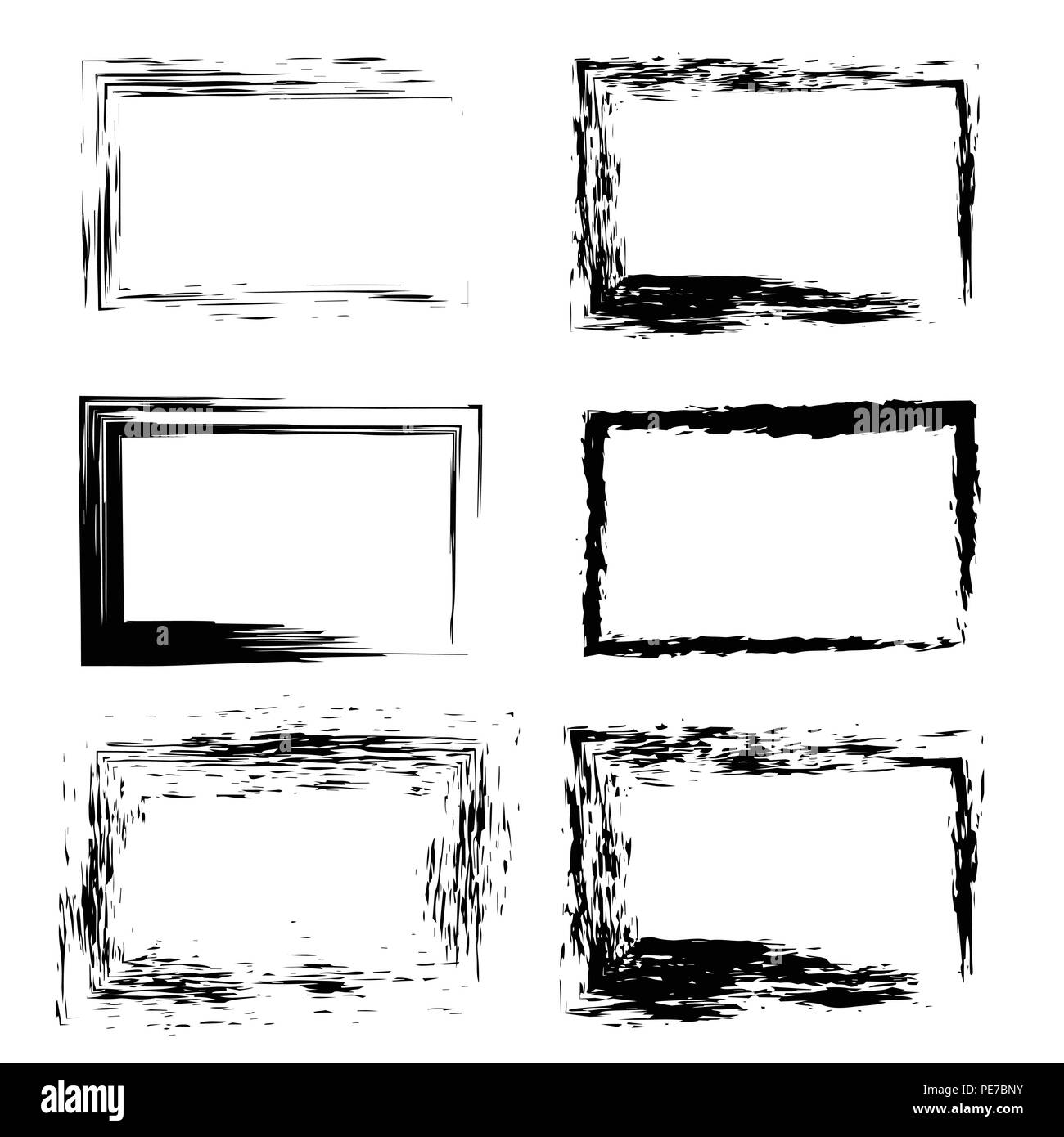 Set of grunge horizontal frames. Collection of black borders. Vector ...