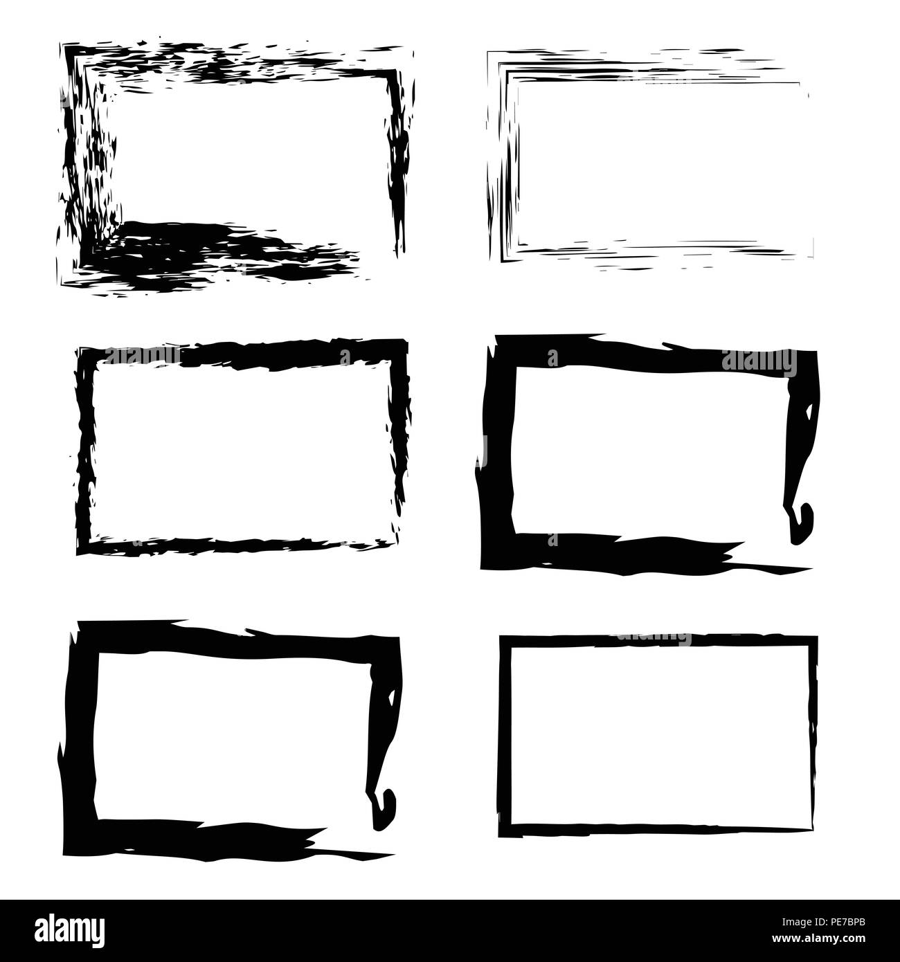 Set of grunge frames. Collection of black borders. Vector illustration ...