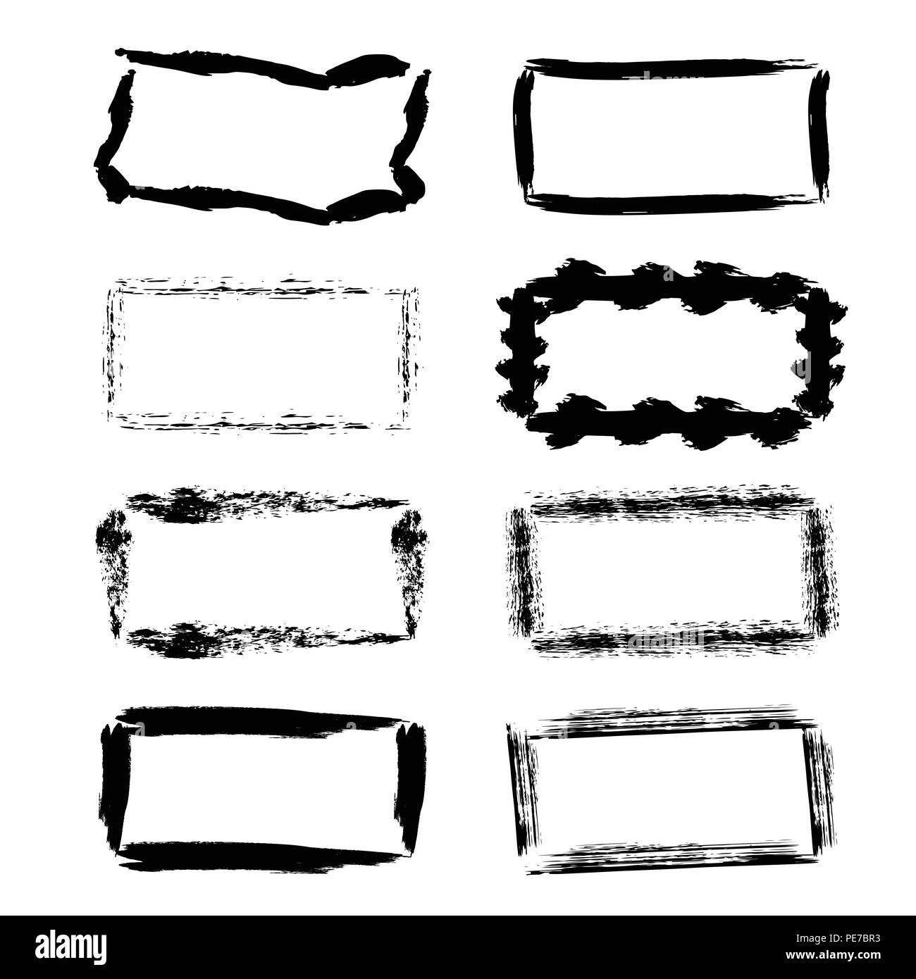 Set of grunge horizontal frames. Collection of black borders. Vector ...