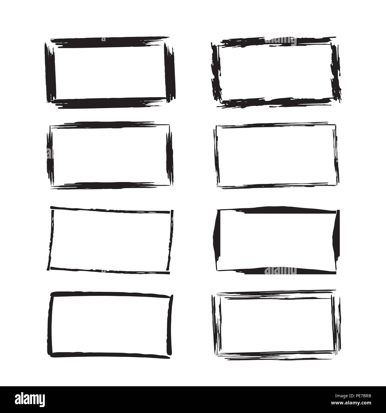 Set of grunge horizontal frames. Vector illustration Stock Vector Image ...
