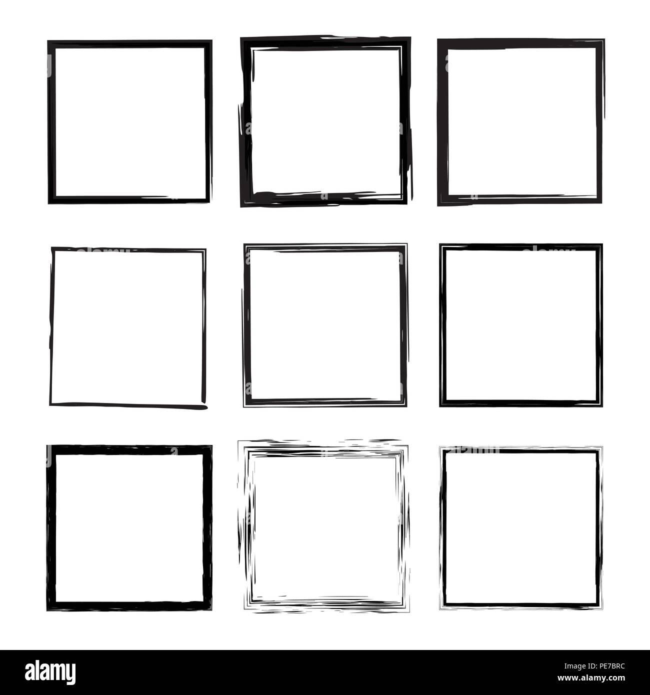 Set of grunge square frames. Vector illustration Stock Vector Image ...