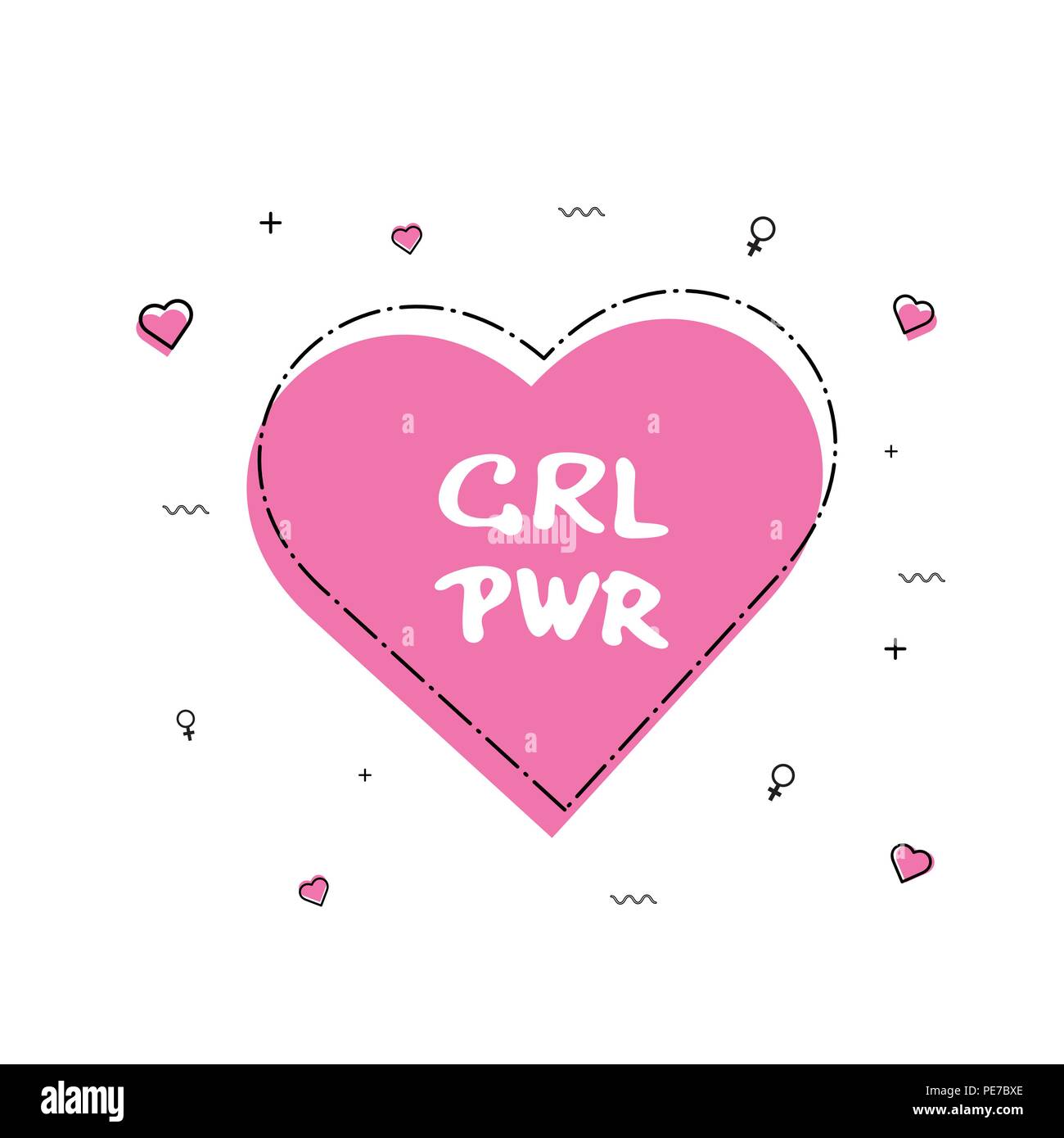 Girl power sign with heart shape. Vector illustration Stock Vector ...