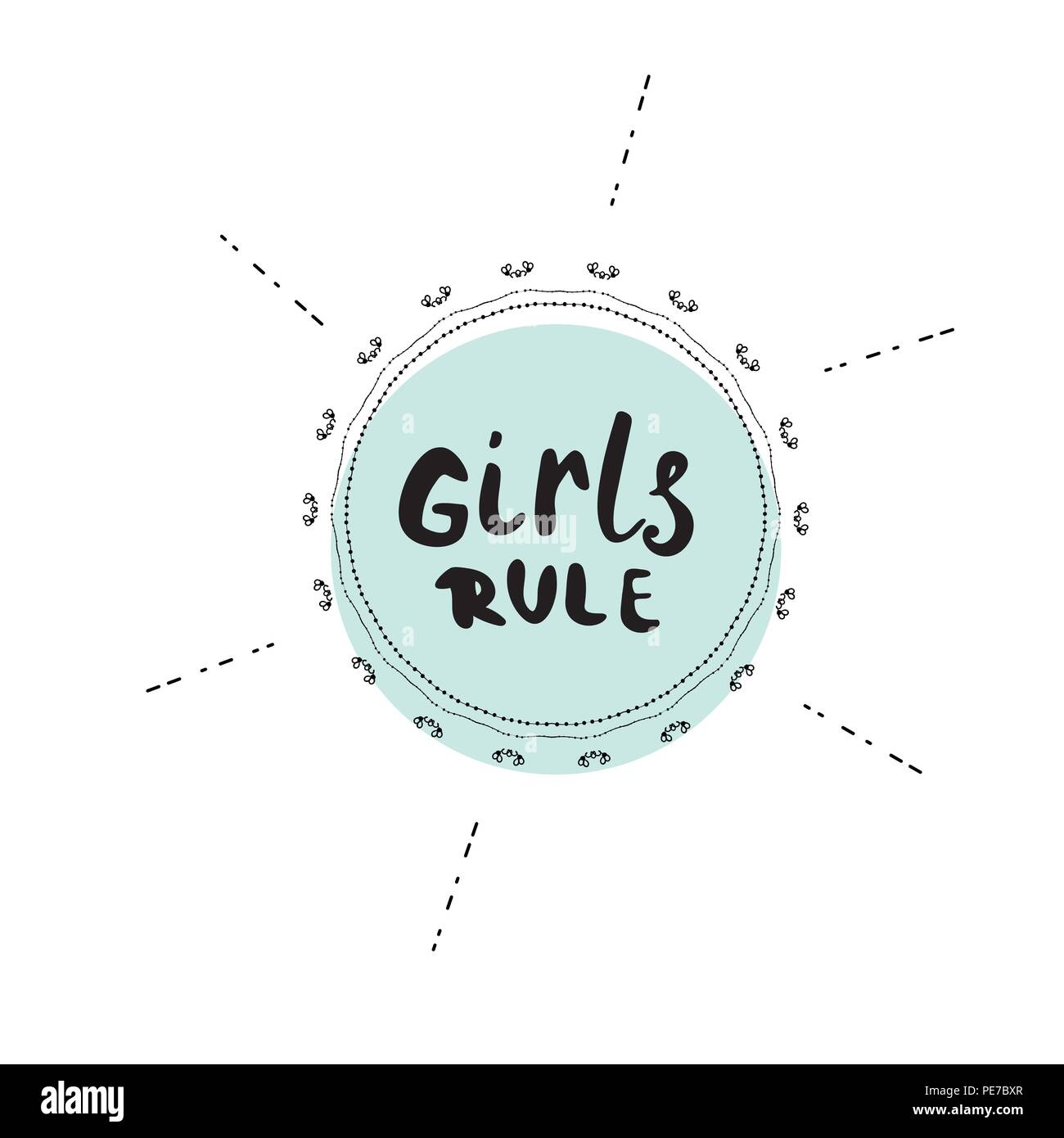 Girls rule quote with round frame. Vector illustration Stock Vector ...