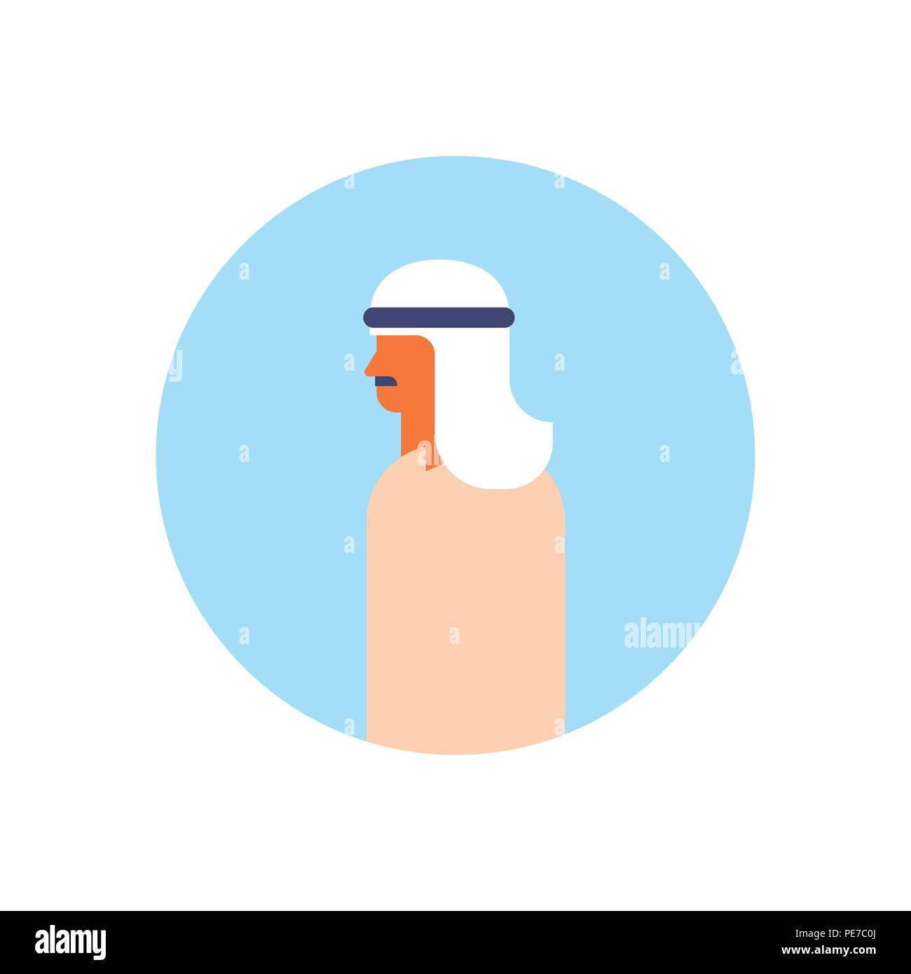 Arabic man profile avatar icon arab businessman portrait male face round frame flat Stock Vector ...