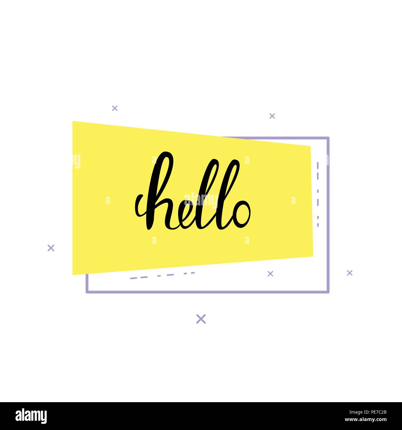 Hello banner. Handwritten lettering with decoration. Vector ...
