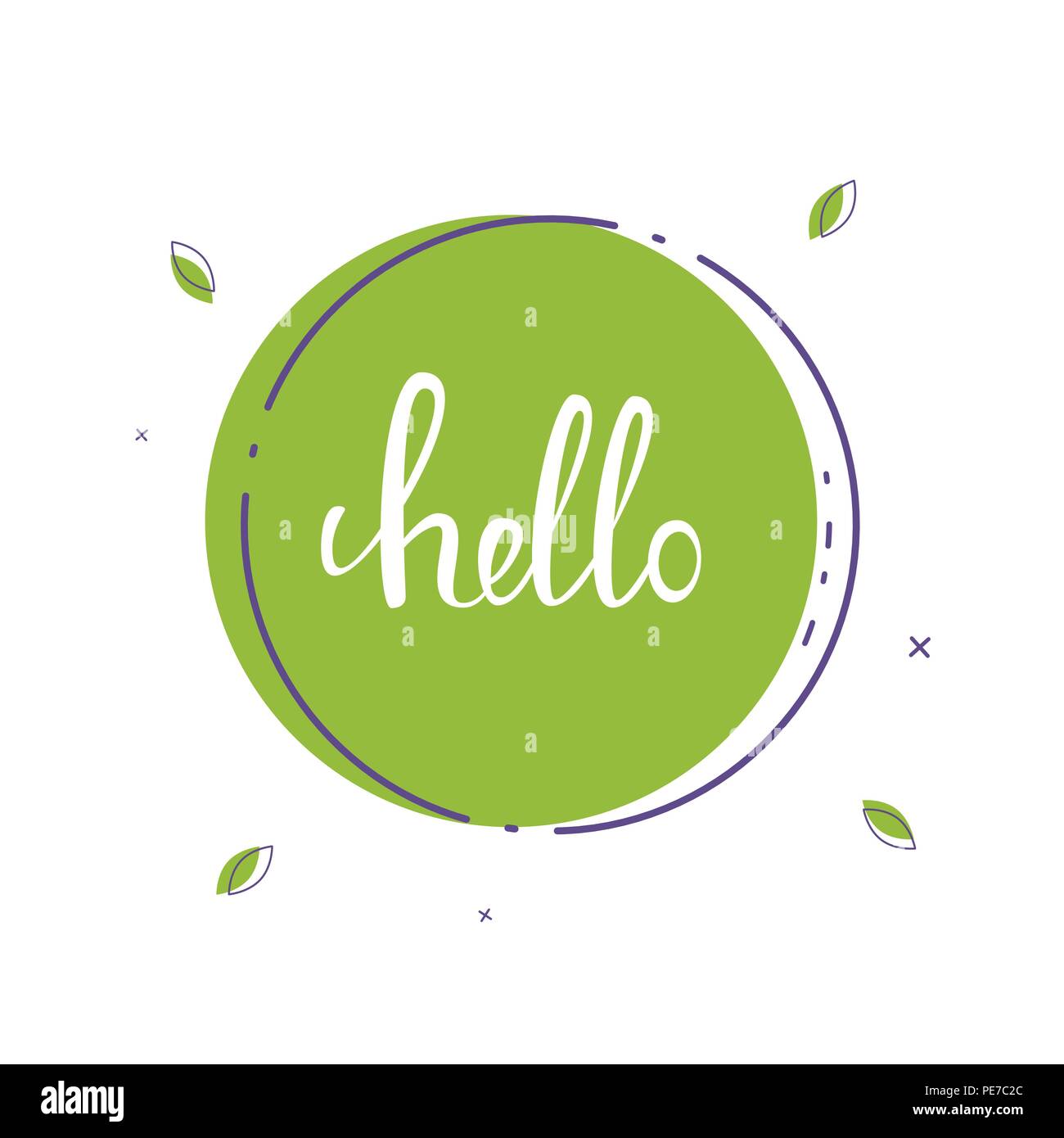 Hello banner. Handwritten lettering with decoration. Vector ...