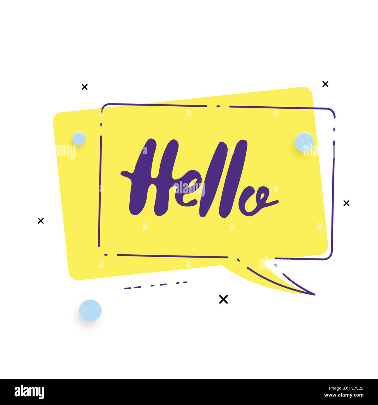 Hello banner. Handwritten lettering with decoration. Vector ...
