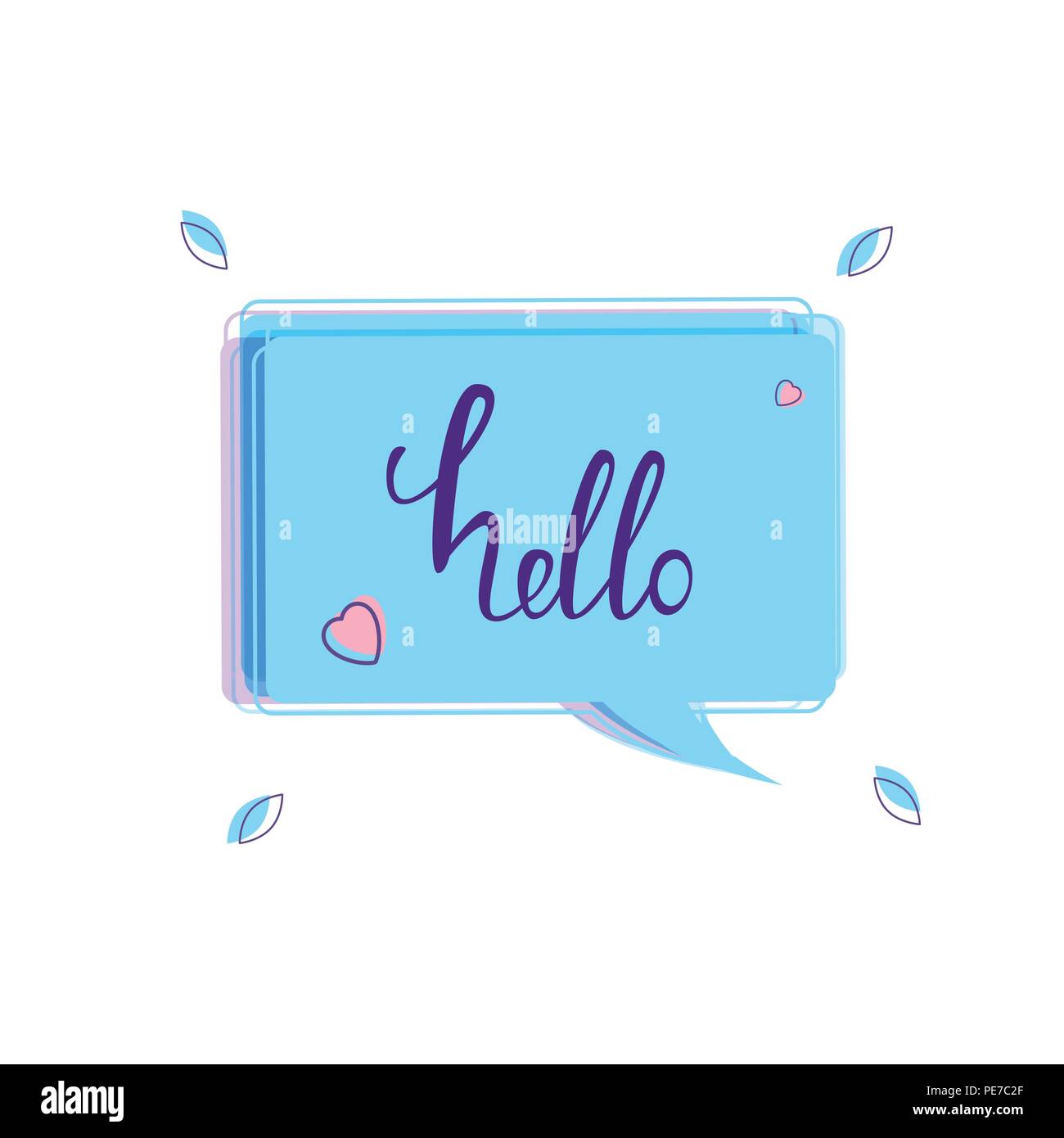 Hello banner. Handwritten lettering with decoration. Vector ...