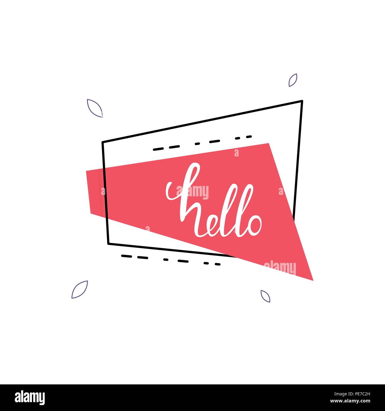 Hello banner. Handwritten lettering with decoration. Vector ...