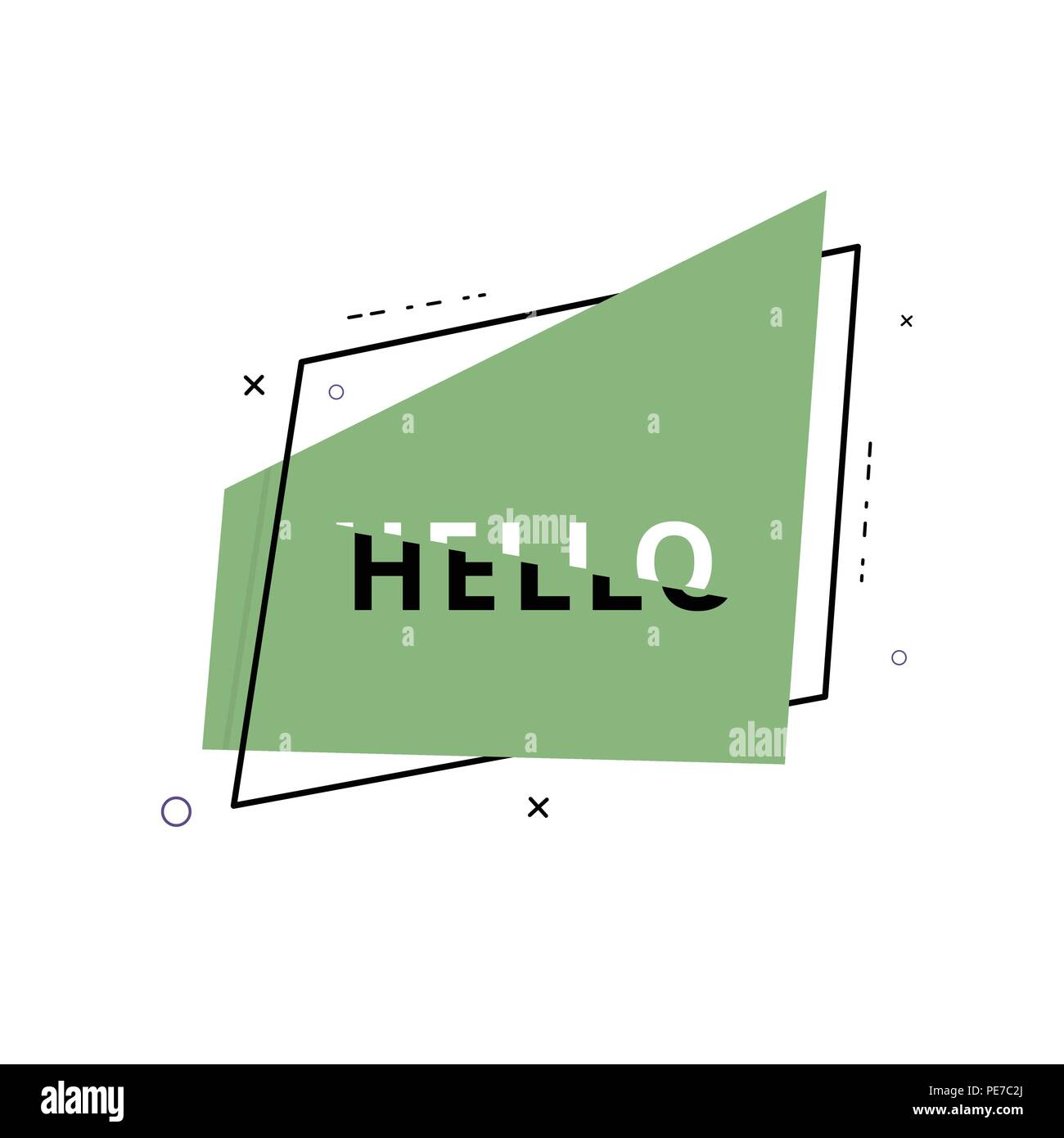 Hello banner. Sliced text effect with decoration isolated on white ...