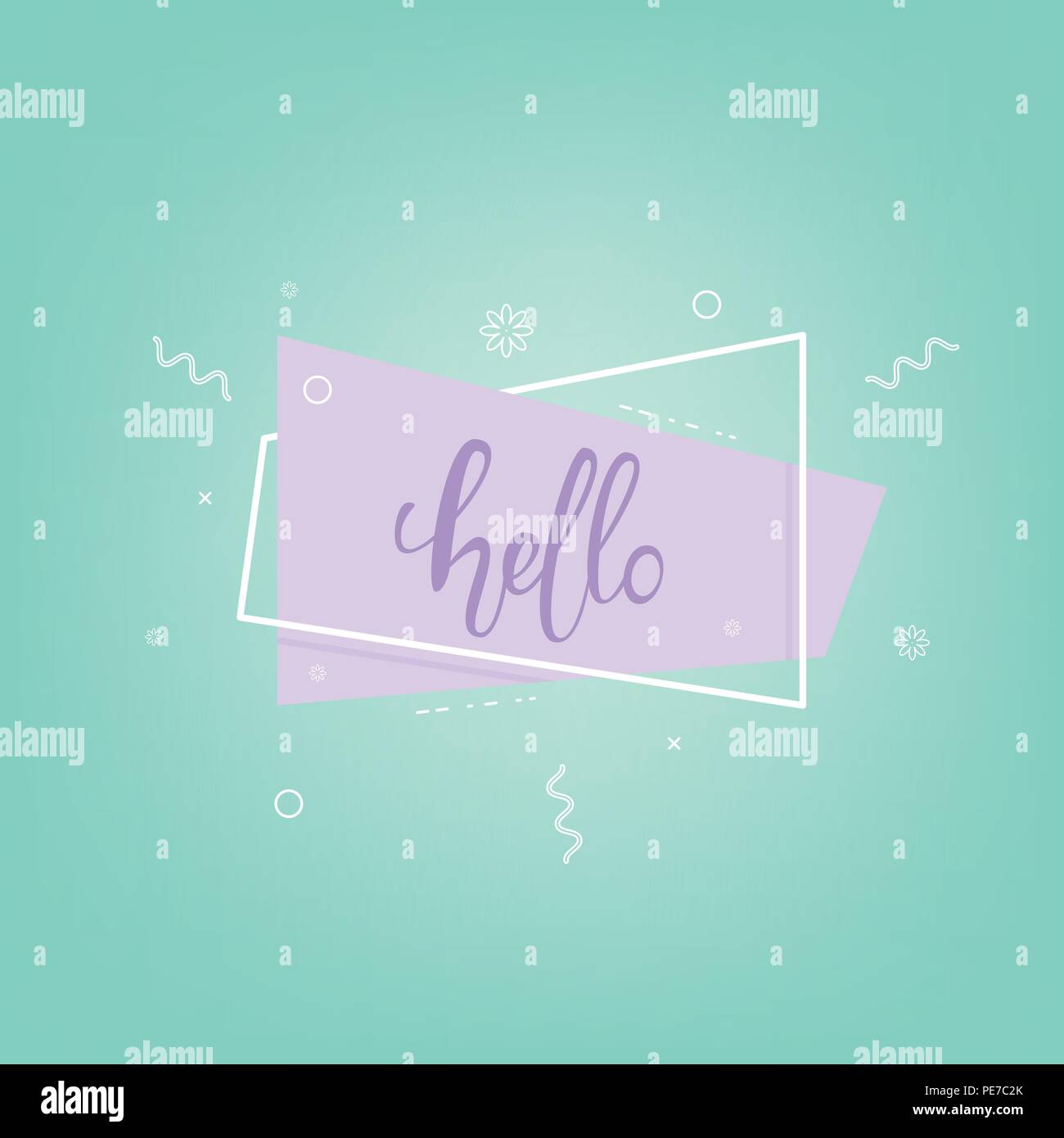Hello banner. Handwritten lettering with decoration. Vector ...