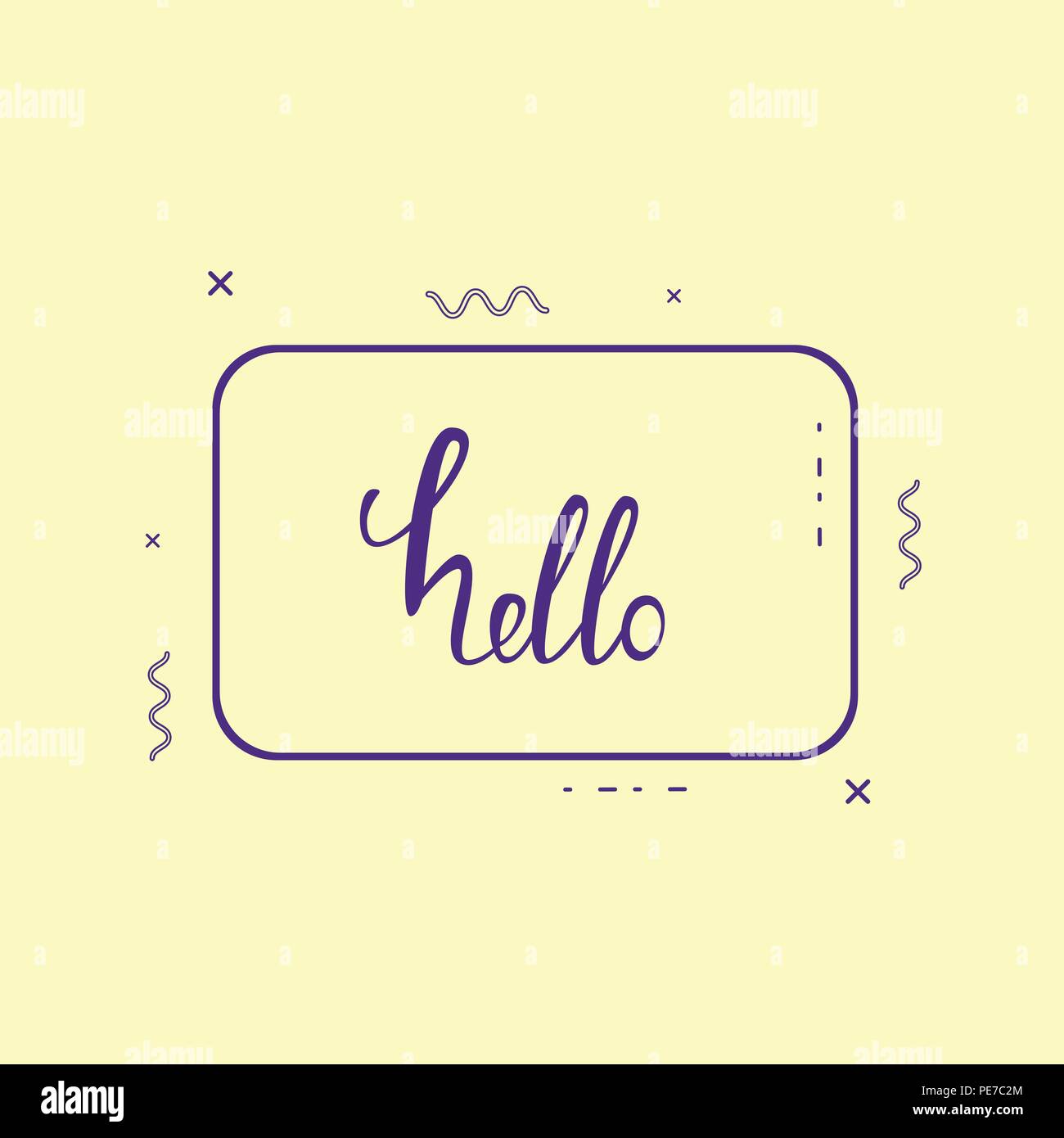 Hello banner. Handwritten lettering with decoration. Vector ...