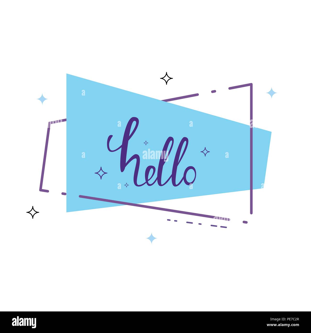 Hello banner. Handwritten lettering with decoration. Vector ...