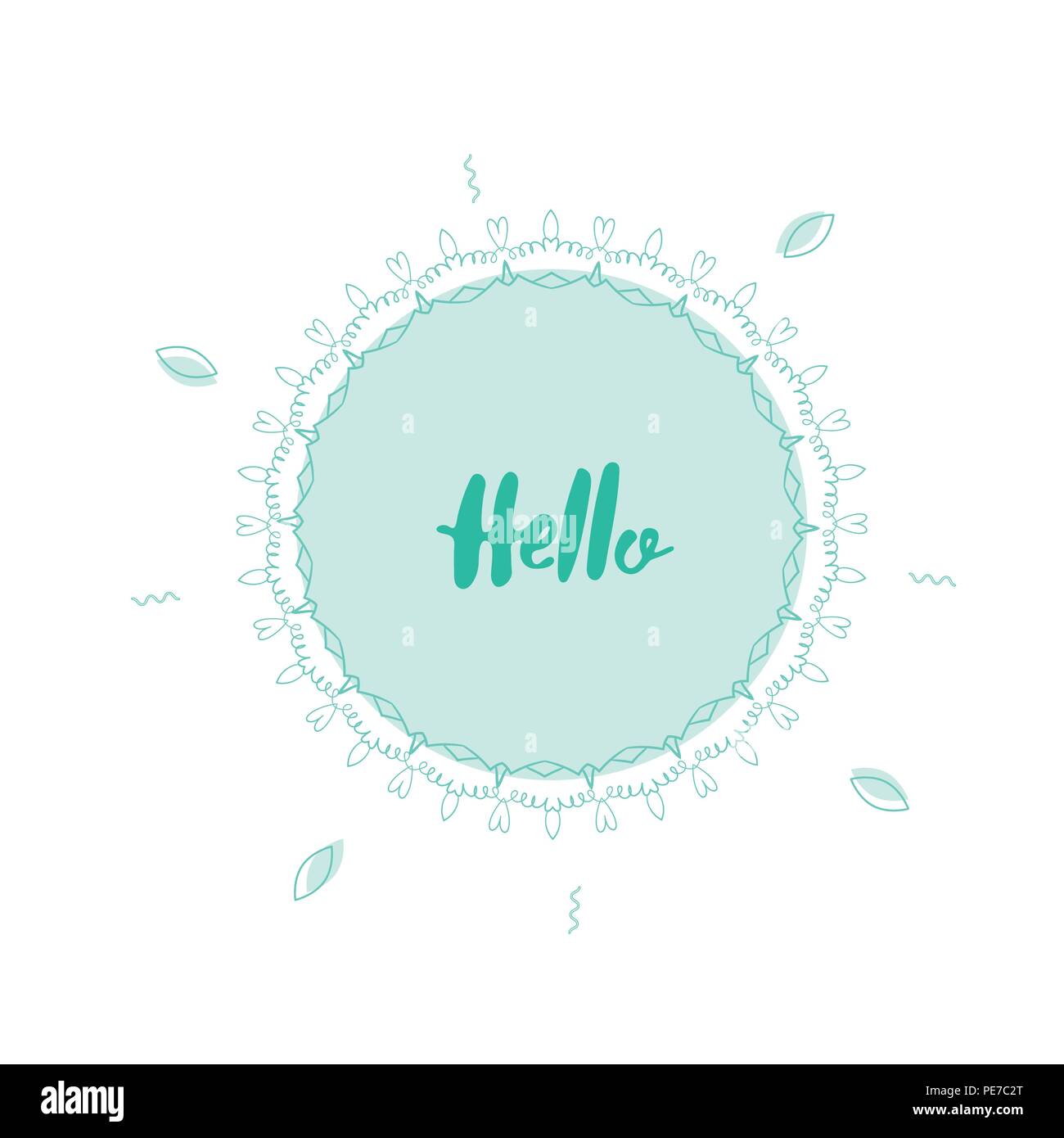 Hello banner. Handwritten lettering with decoration. Vector ...