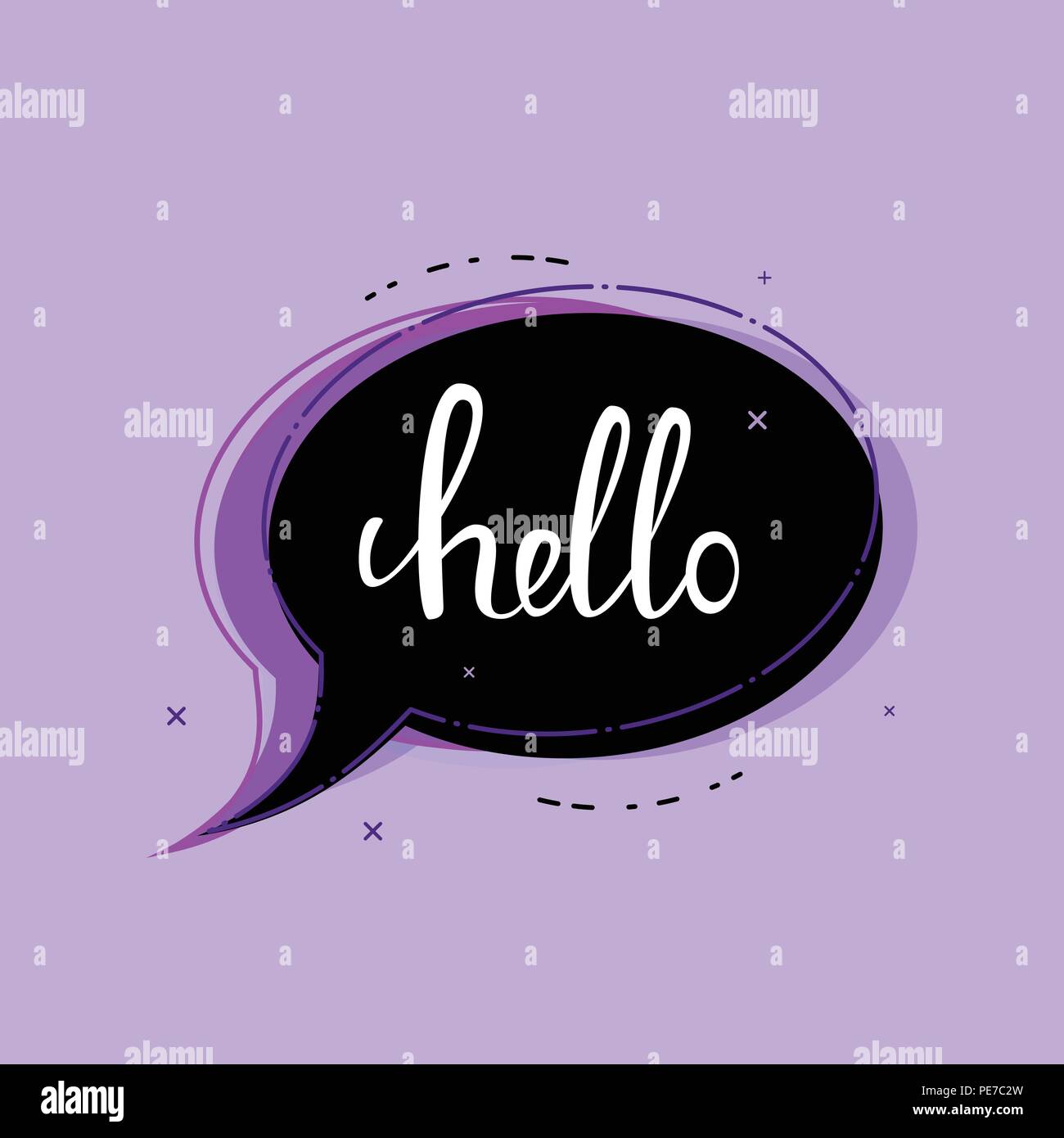 Hello banner. Handwritten lettering with decoration. Vector ...