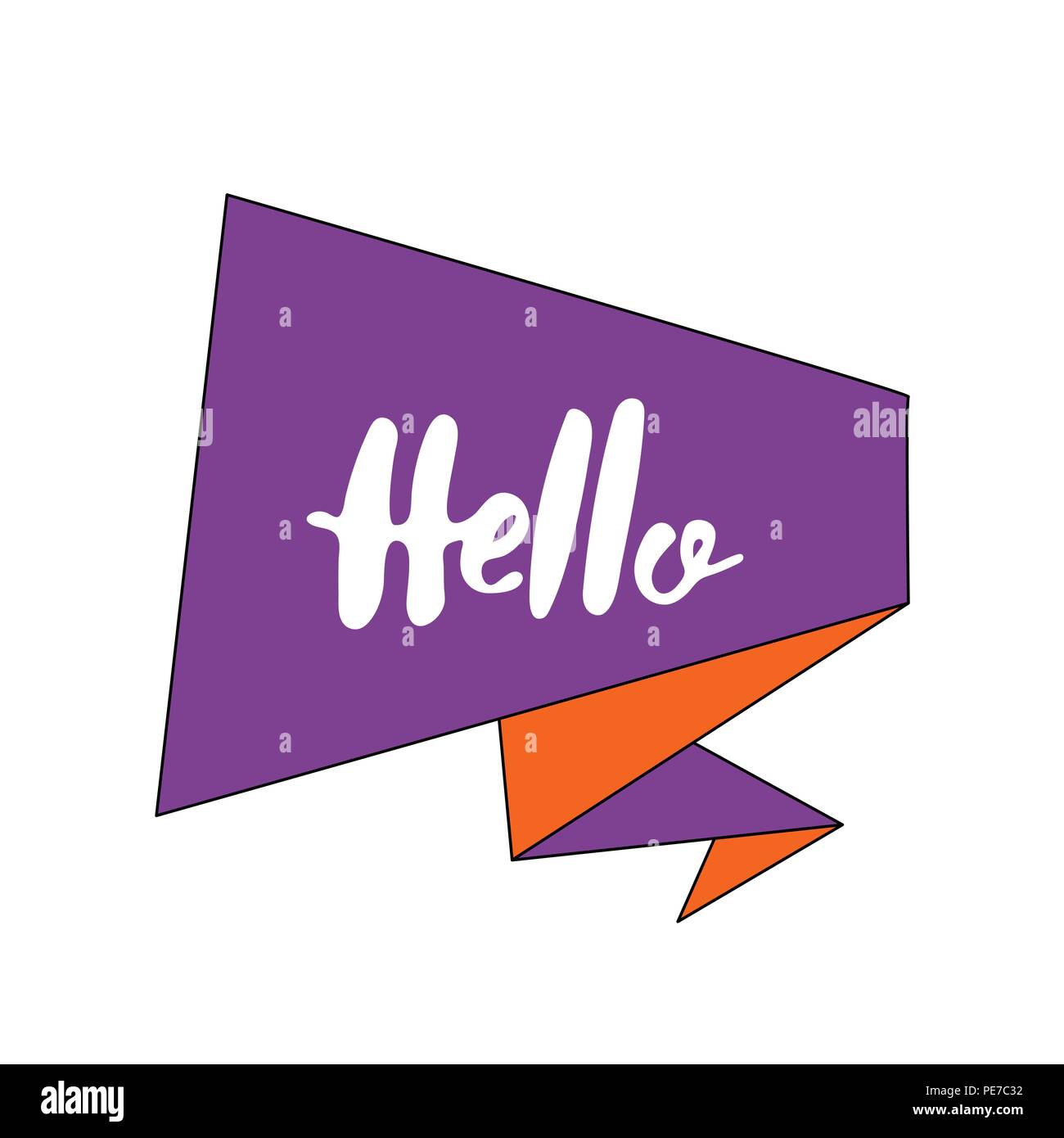 Hello banner. Handwritten lettering with decoration. Vector ...