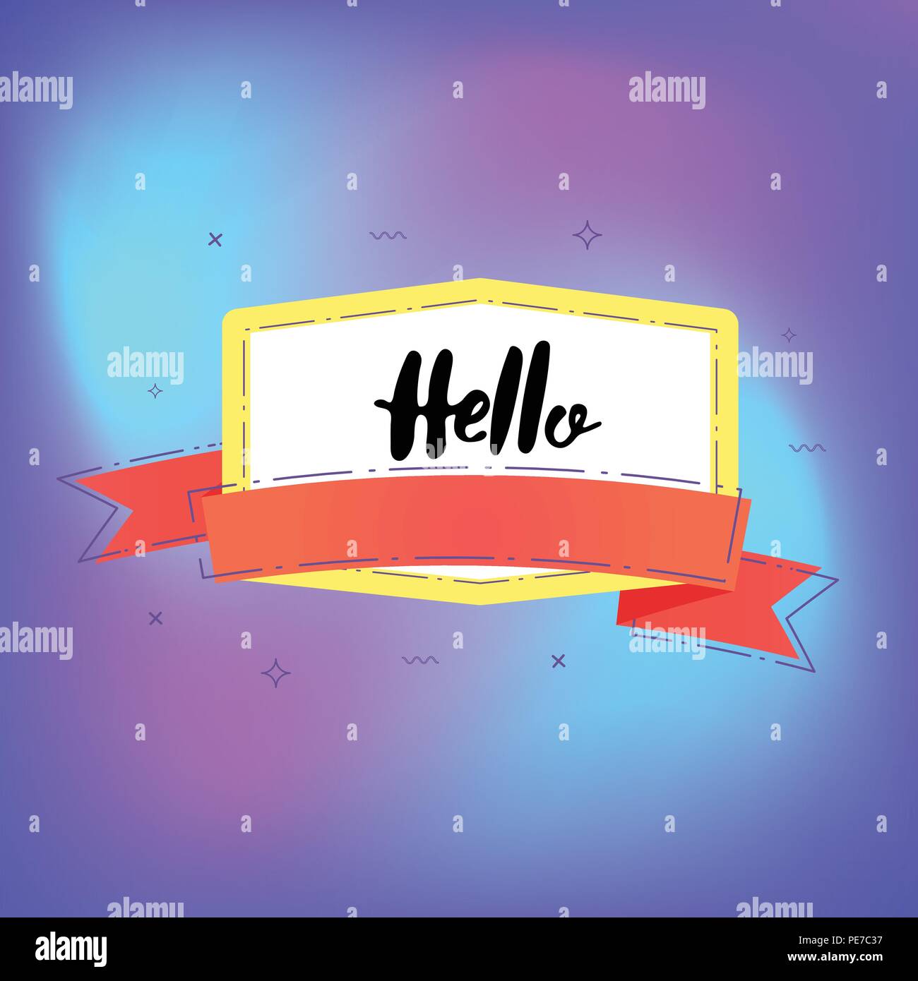 Hello banner. Handwritten lettering with decoration. Vector ...