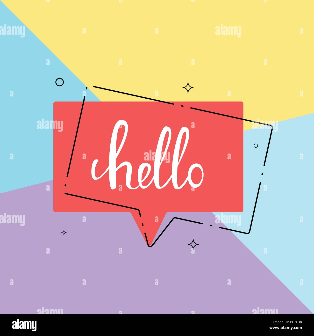 Hello banner. Handwritten lettering with decoration. Vector ...