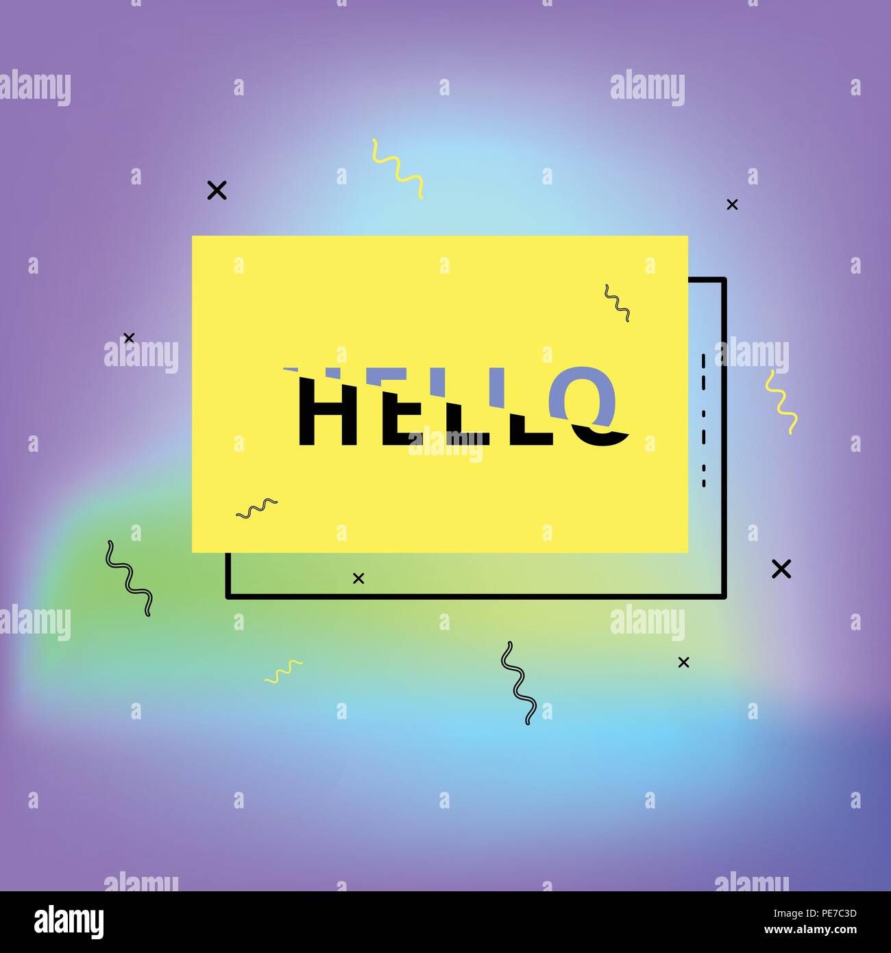 Hello banner. Sliced text effect. Vector illustration Stock Vector ...
