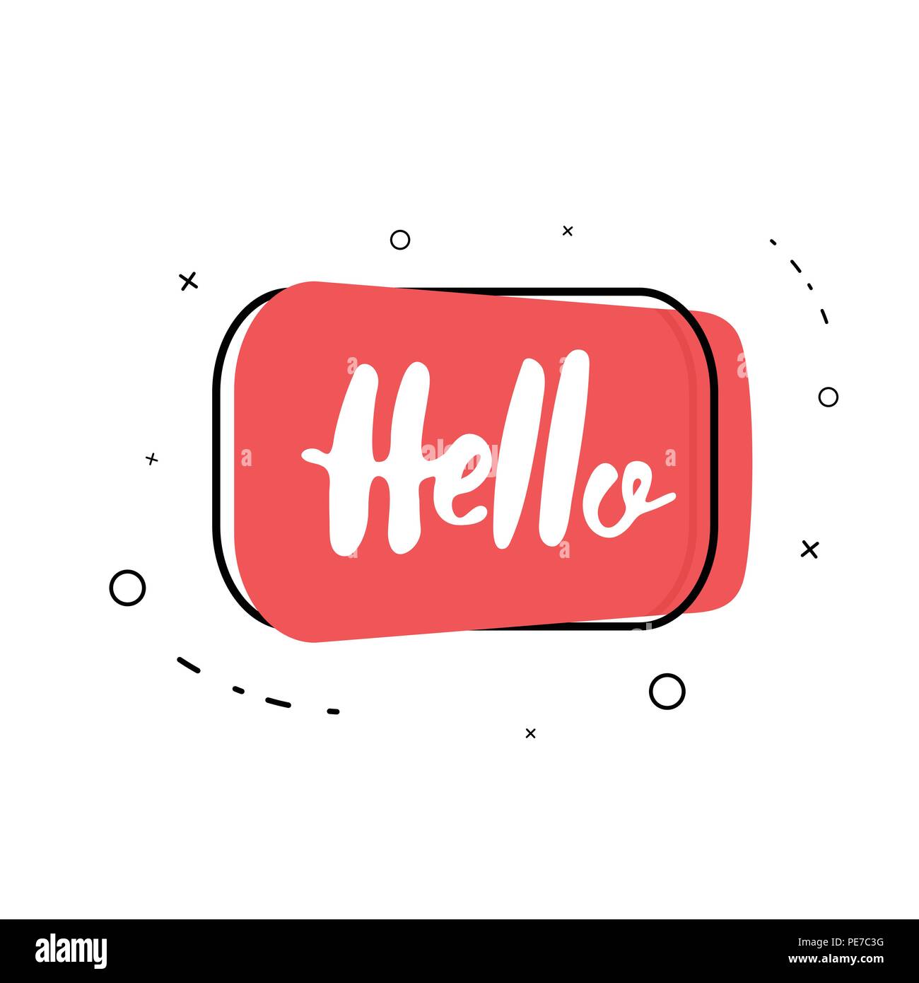 Hello banner. Handwritten lettering with decoration. Vector ...