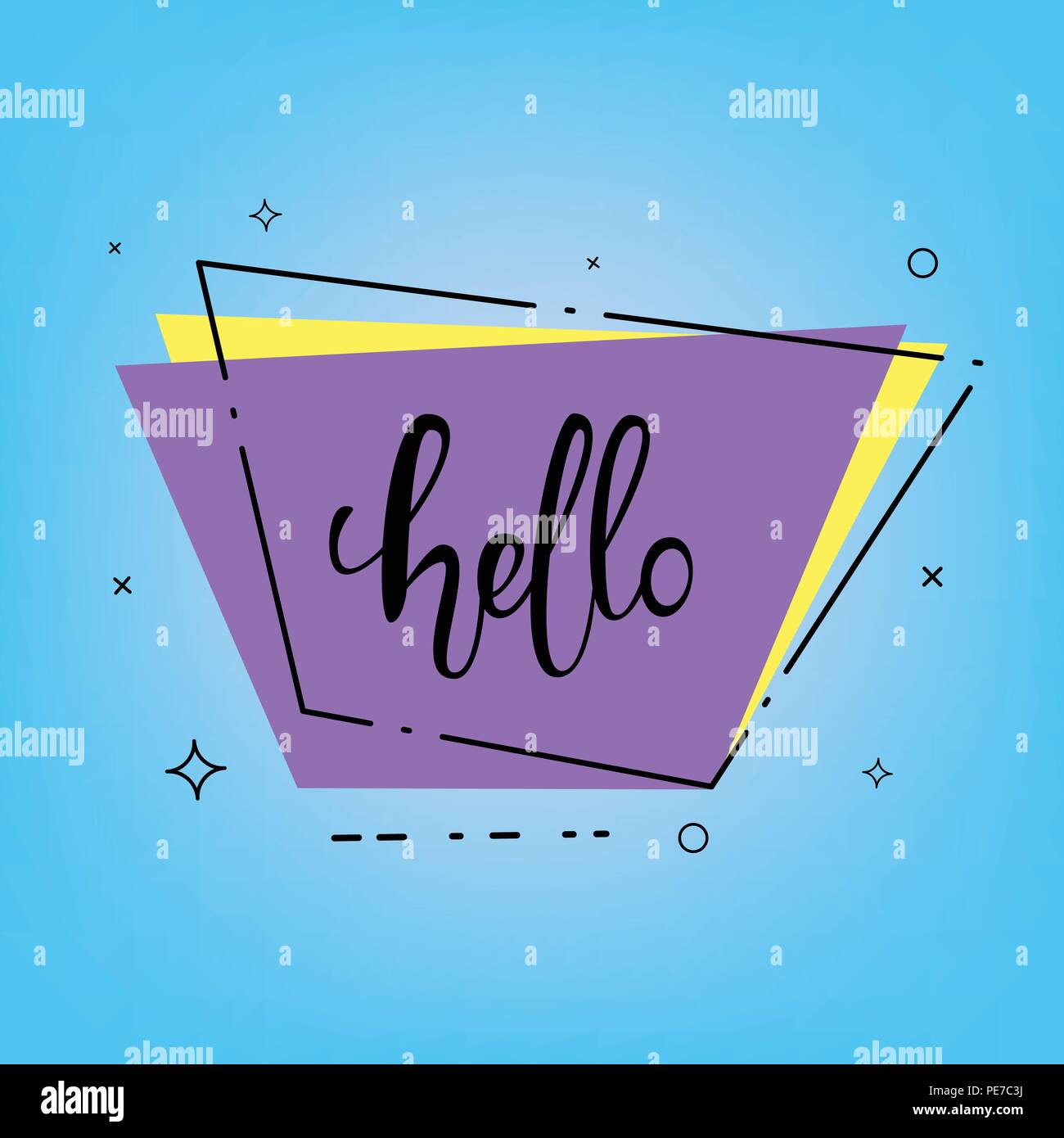 Hello banner. Handwritten lettering with decoration. Vector ...