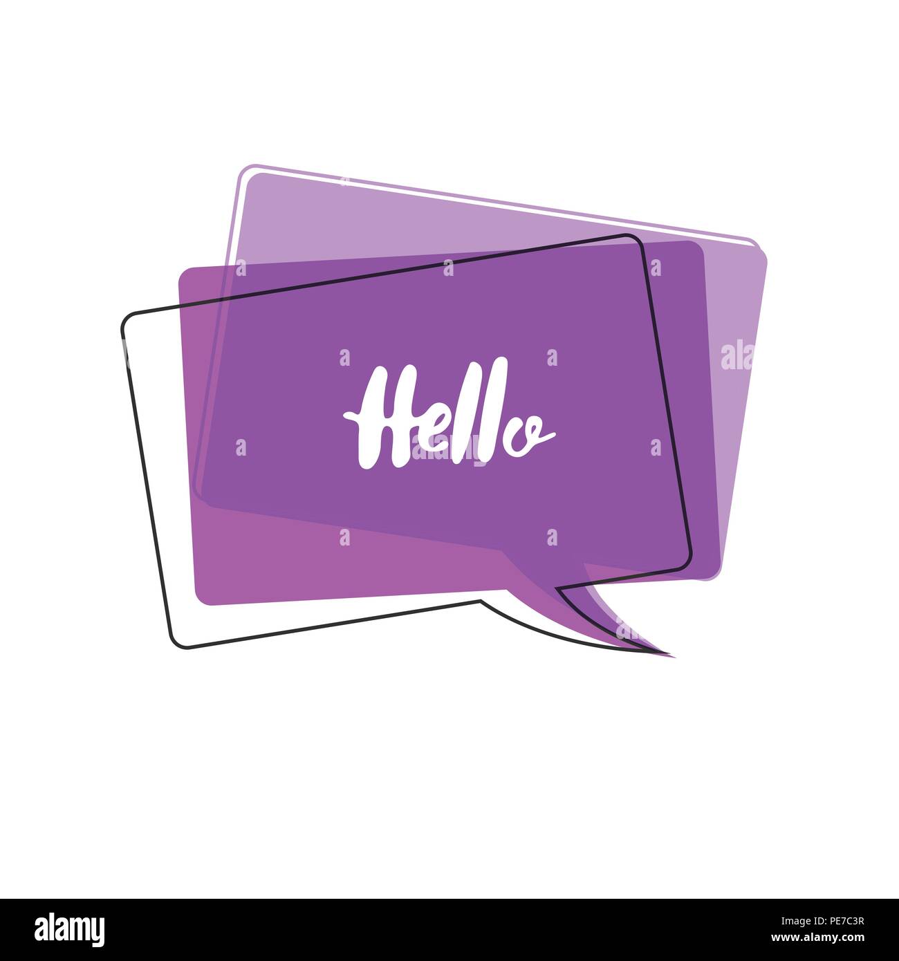 Hello banner. Handwritten lettering with speech bubble. Vector ...