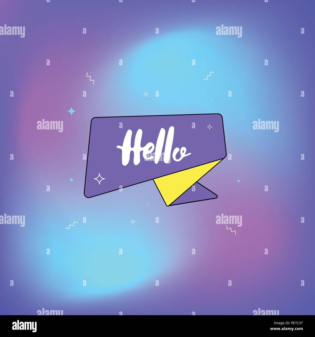 Hello banner. Handwritten lettering with decoration. Vector ...