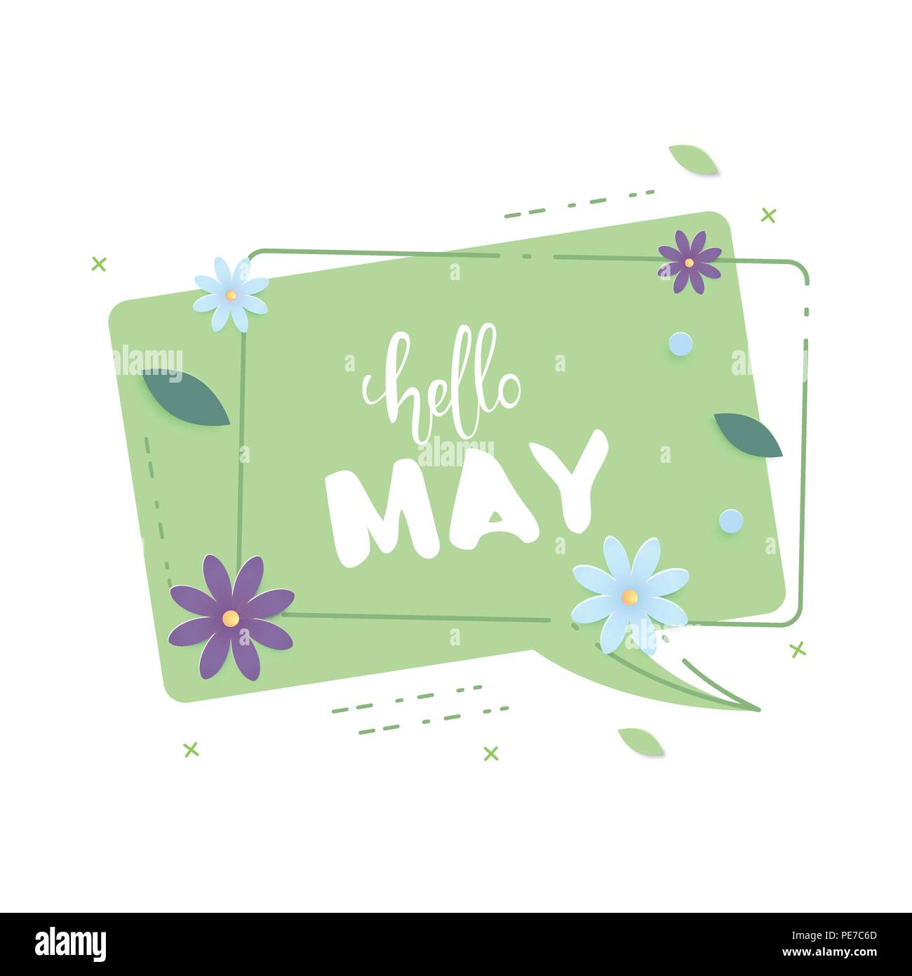 Hello May banner. Handwritten lettering. Vector illustration Stock ...