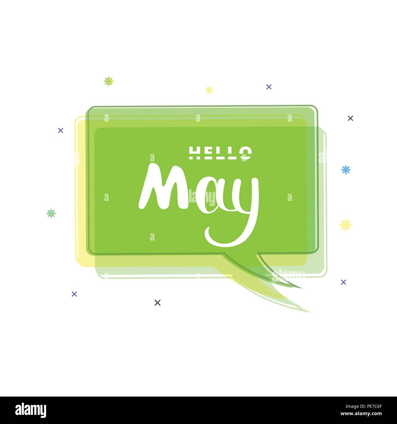 Hello May banner. Handwritten lettering. Vector illustration Stock ...
