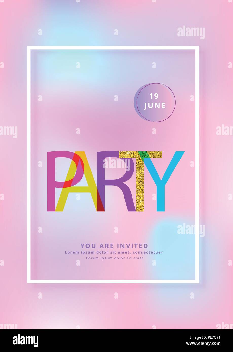 Vertical Party banner. Holography elements. Template for holiday design ...