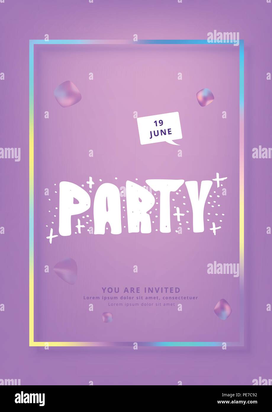 Vertical Party banner. Holography elements. Template for holiday design ...