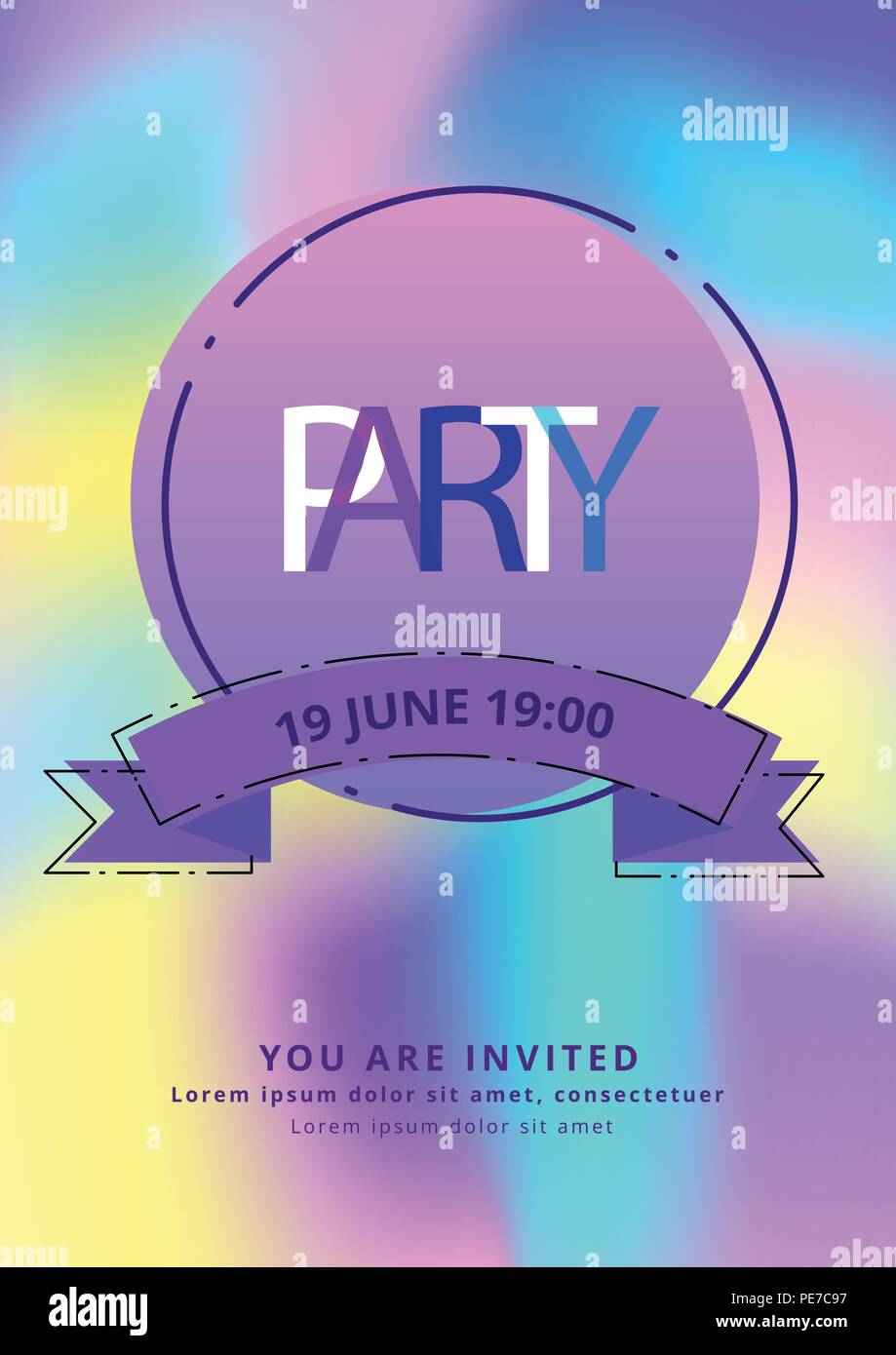 Vertical Party banner. Holography elements. Template for holiday design ...