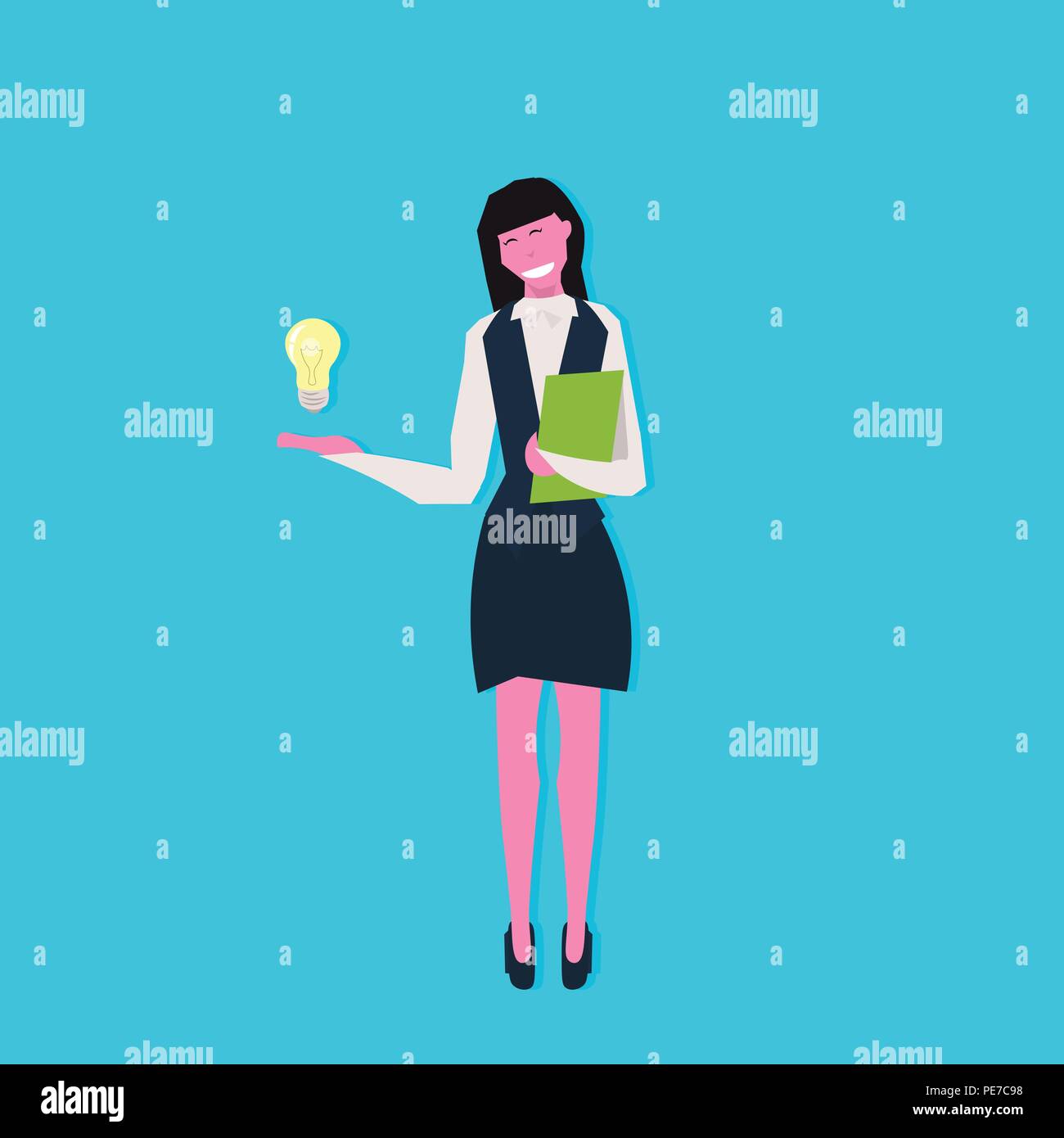 businesswoman holding book light lamp innovation idea startup concept ...