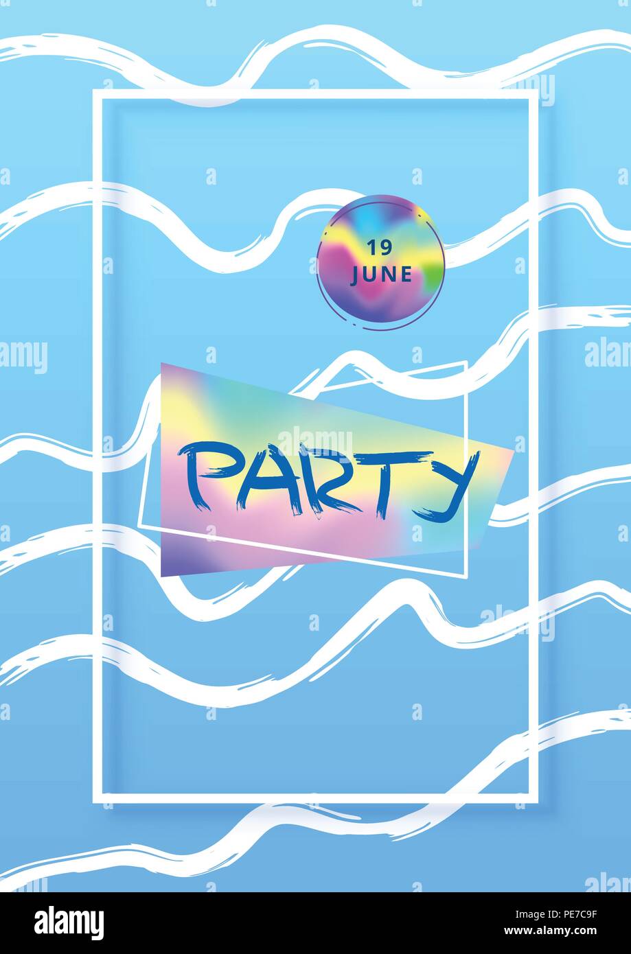 Vertical Party banner. Holography elements. Template for holiday design ...