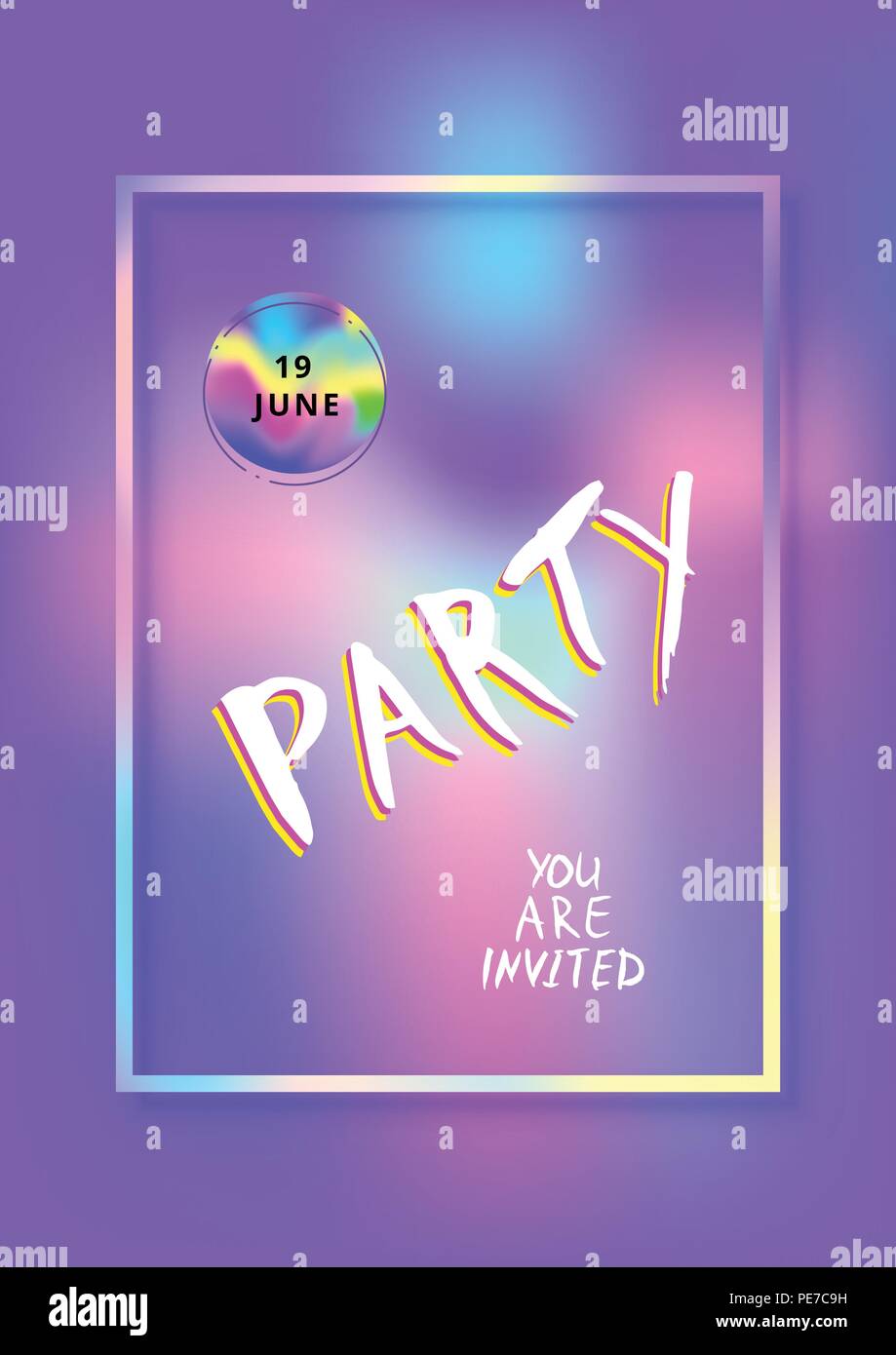 Vertical Party banner. Holography elements. Template for holiday design ...