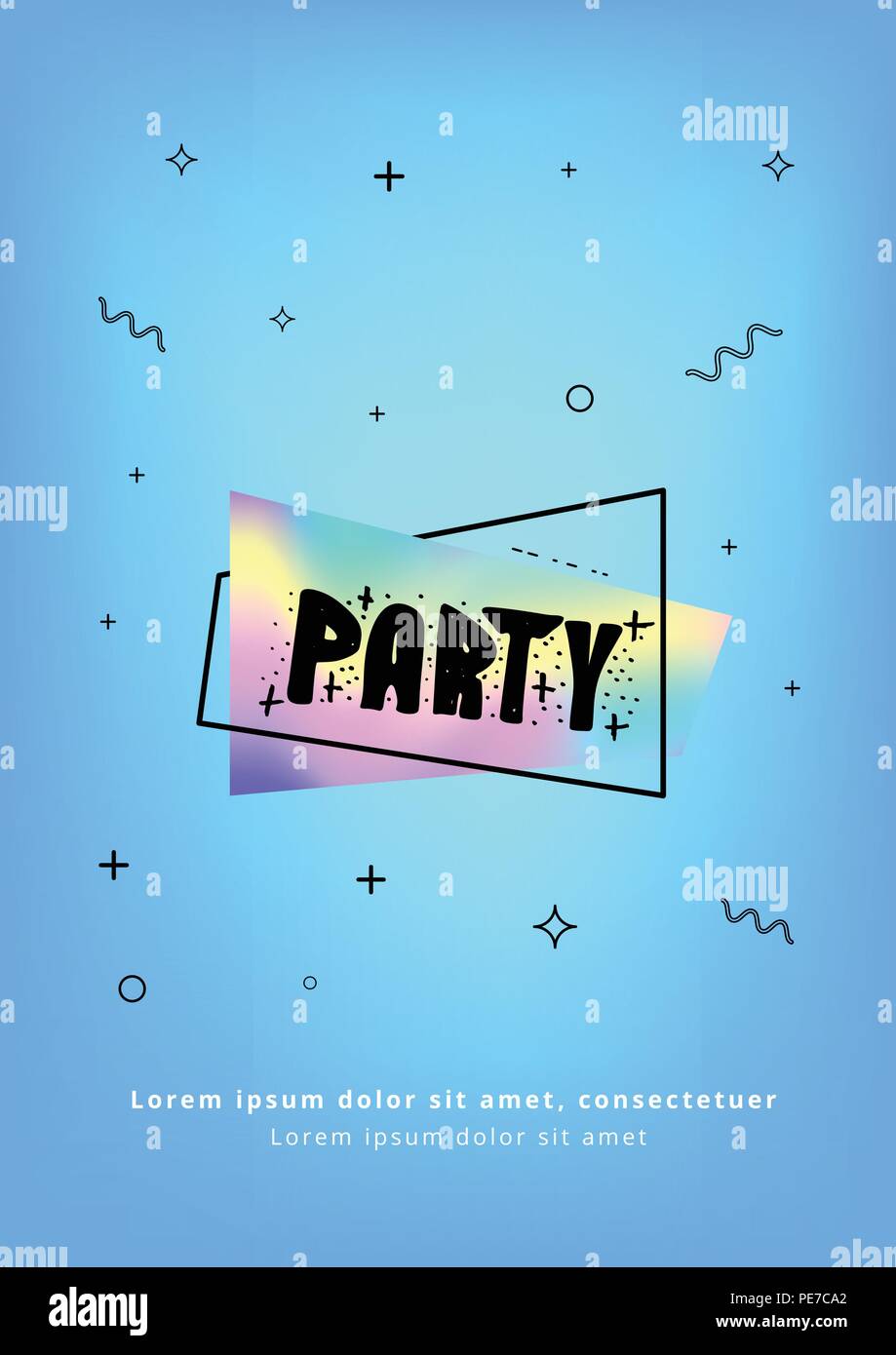 Vertical Party flyer. Holography elements. Template for holiday design ...