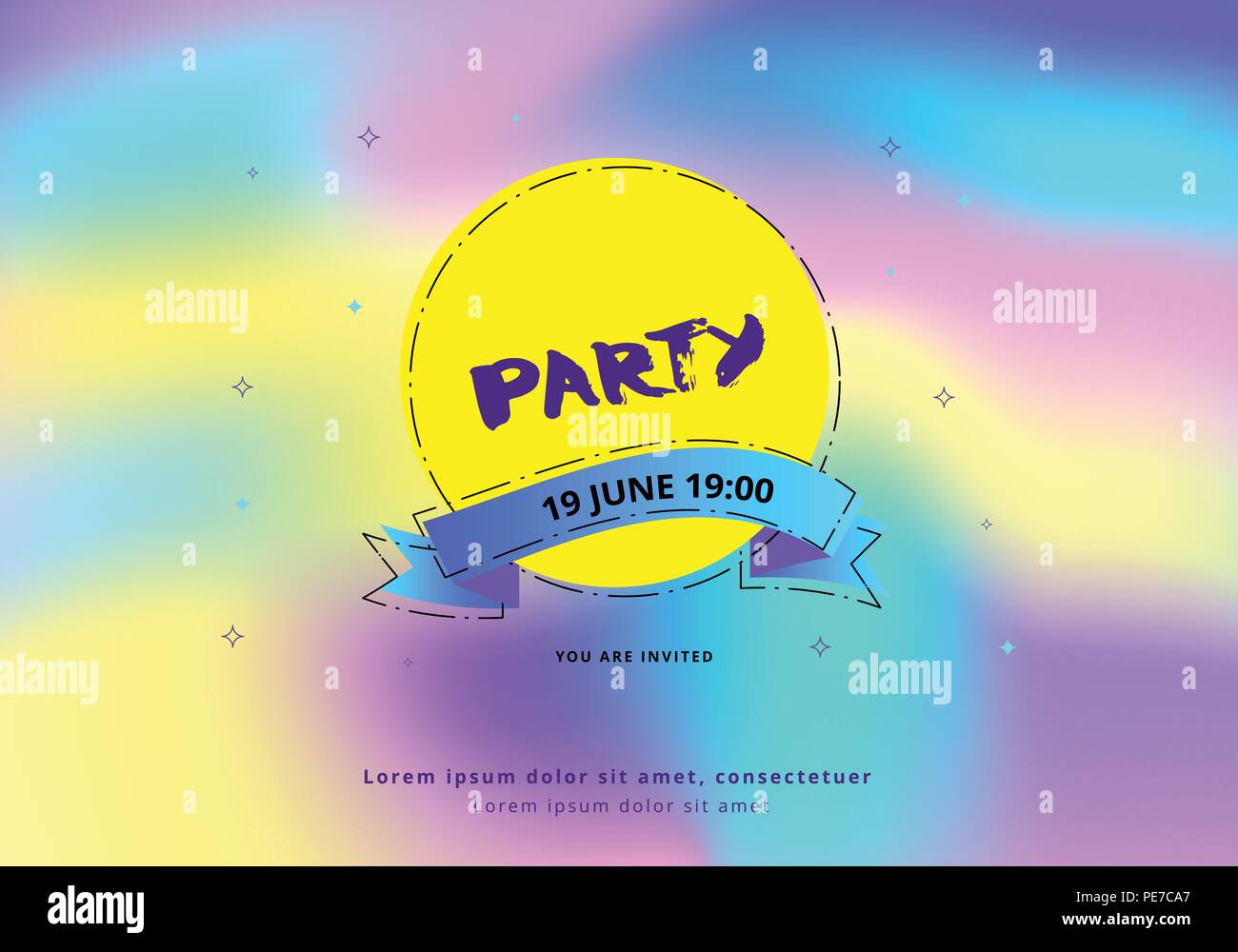 Horizontal Party flyer. Holography elements. Template for holiday ...
