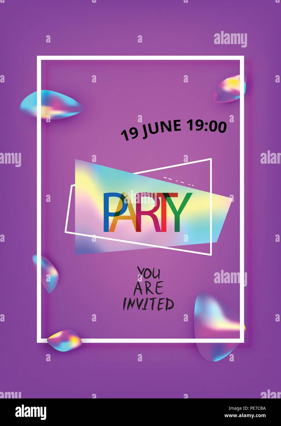 Vertical Party flyer. Holography elements. Template for holiday design ...