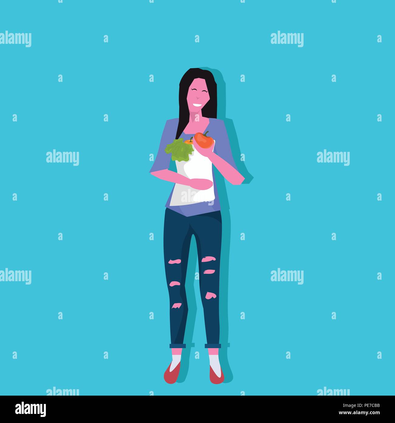 Woman jeans full length Stock Vector Images - Alamy