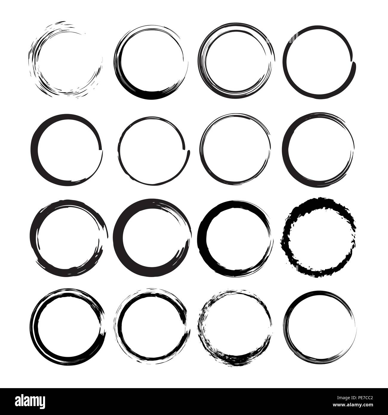 Set of black round grunge frames. Vector illustration Stock Vector ...