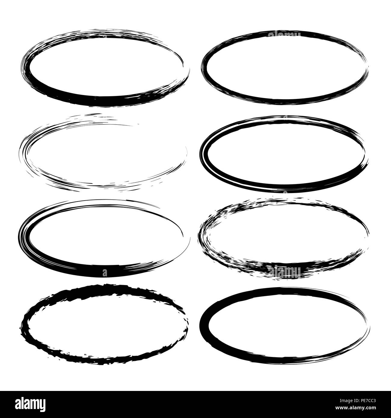 Set of black oval grunge frames. Vector illustration Stock Vector Image ...