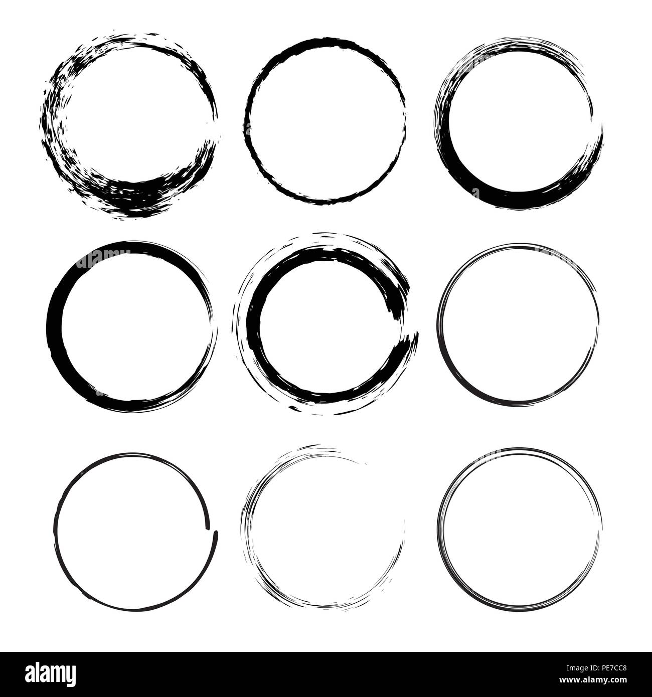 Set of black round grunge frames. Vector illustration Stock Vector ...