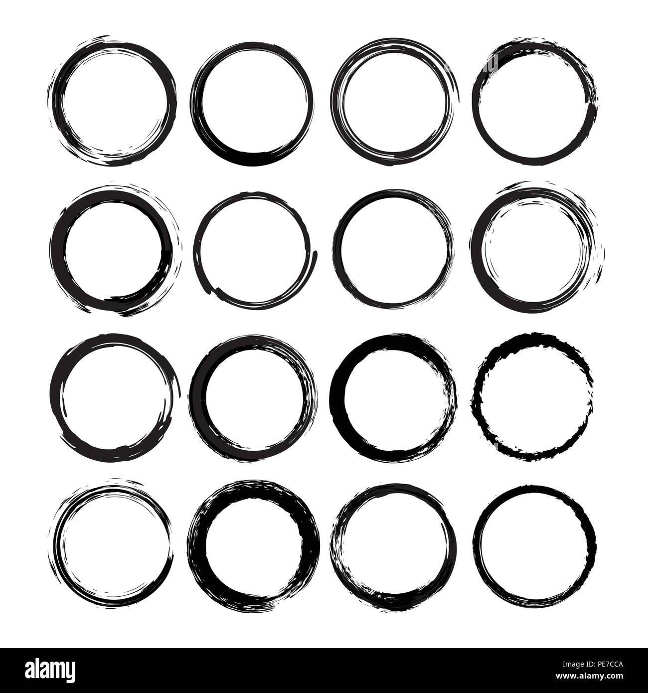 Set of black round grunge frames. Vector illustration Stock Vector ...